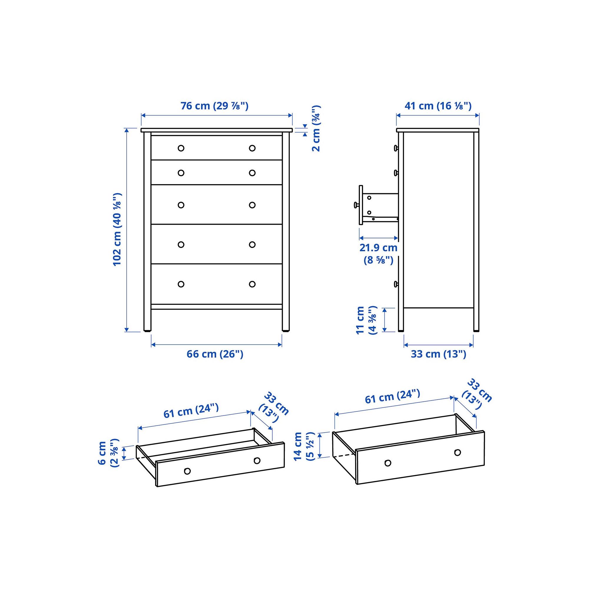 KILBERGET beyaz 76x102 cm 5 çekmeceli şifonyer - 40609915 | IKEA