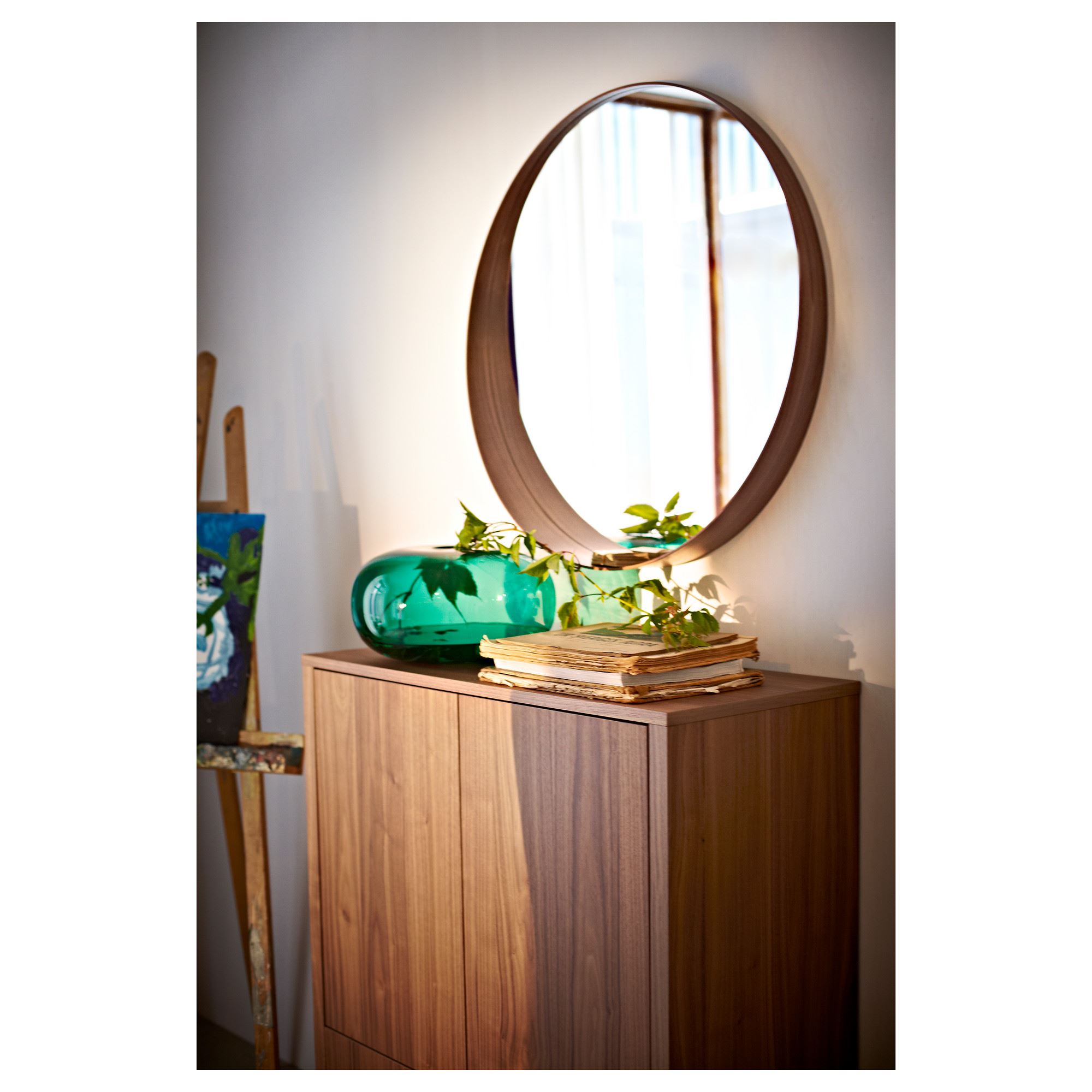 STOCKHOLM walnut veneer 80 cm round mirror - 60249960 | IKEA