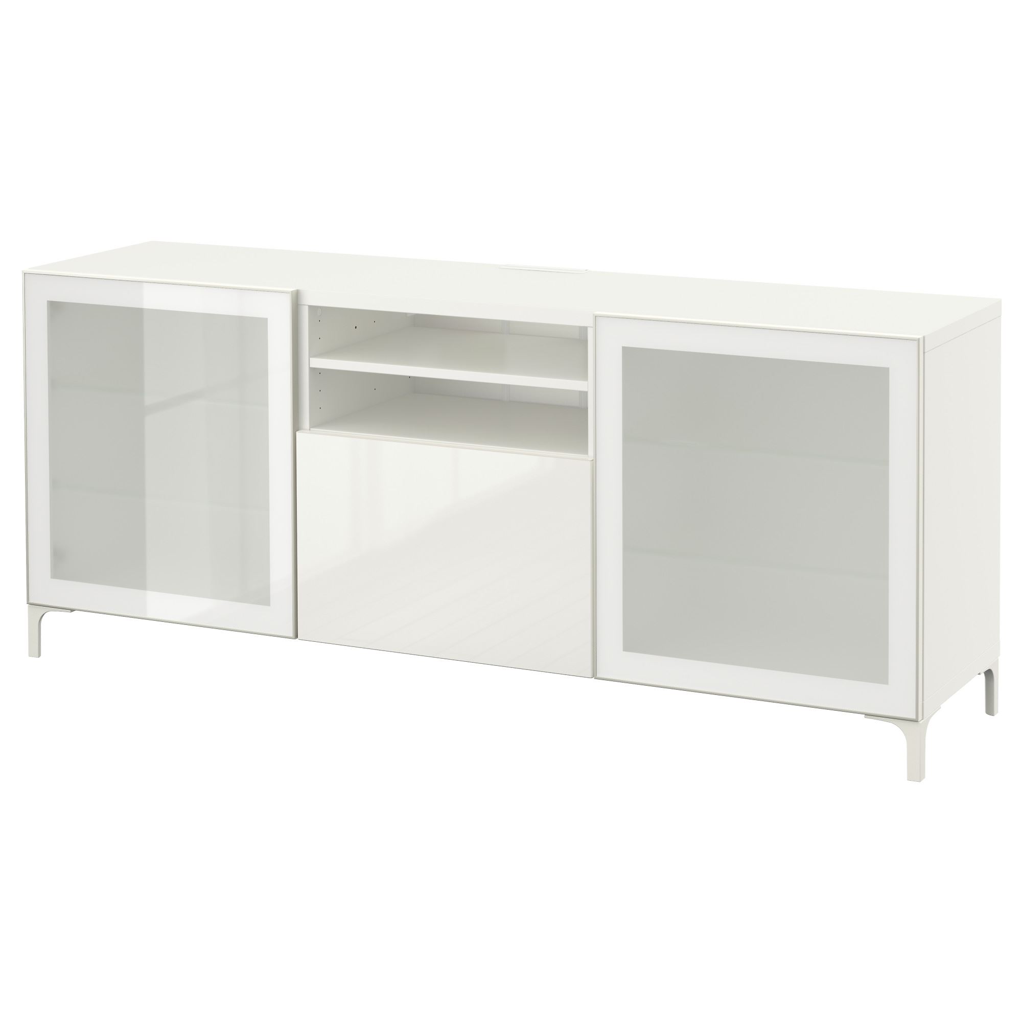 BESTA high-gloss/white/frosted glass 180x40x74 cm tv bench - 29194125 ...