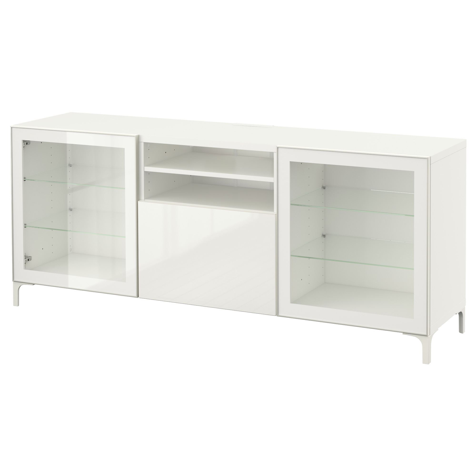 BESTA white/high-gloss/clear glass 180x40x74 cm tv bench - 99194122 | IKEA