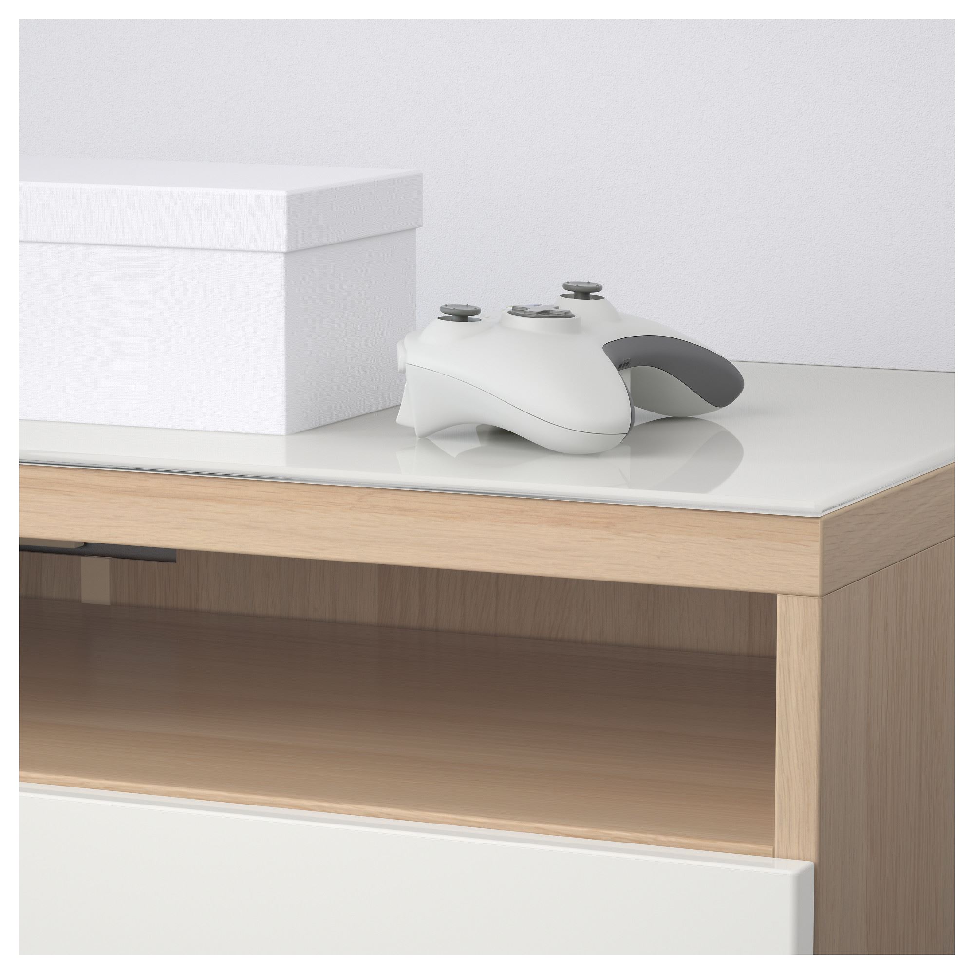 BESTA white stained oak effect/high-gloss/white 120x40x48 cm tv bench ...