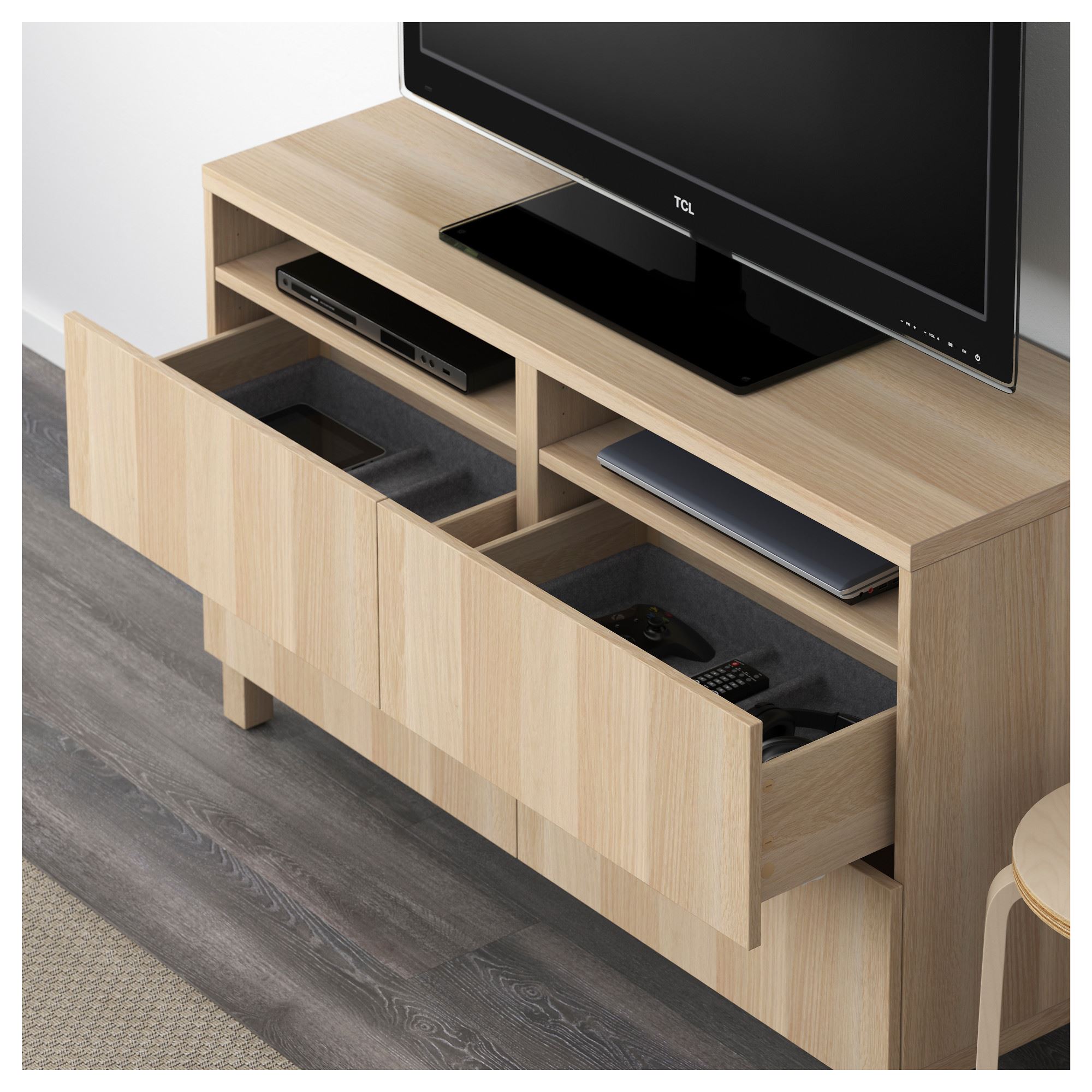 BESTA white stained oak effect 120x40x74 cm tv bench - 49193931 | IKEA
