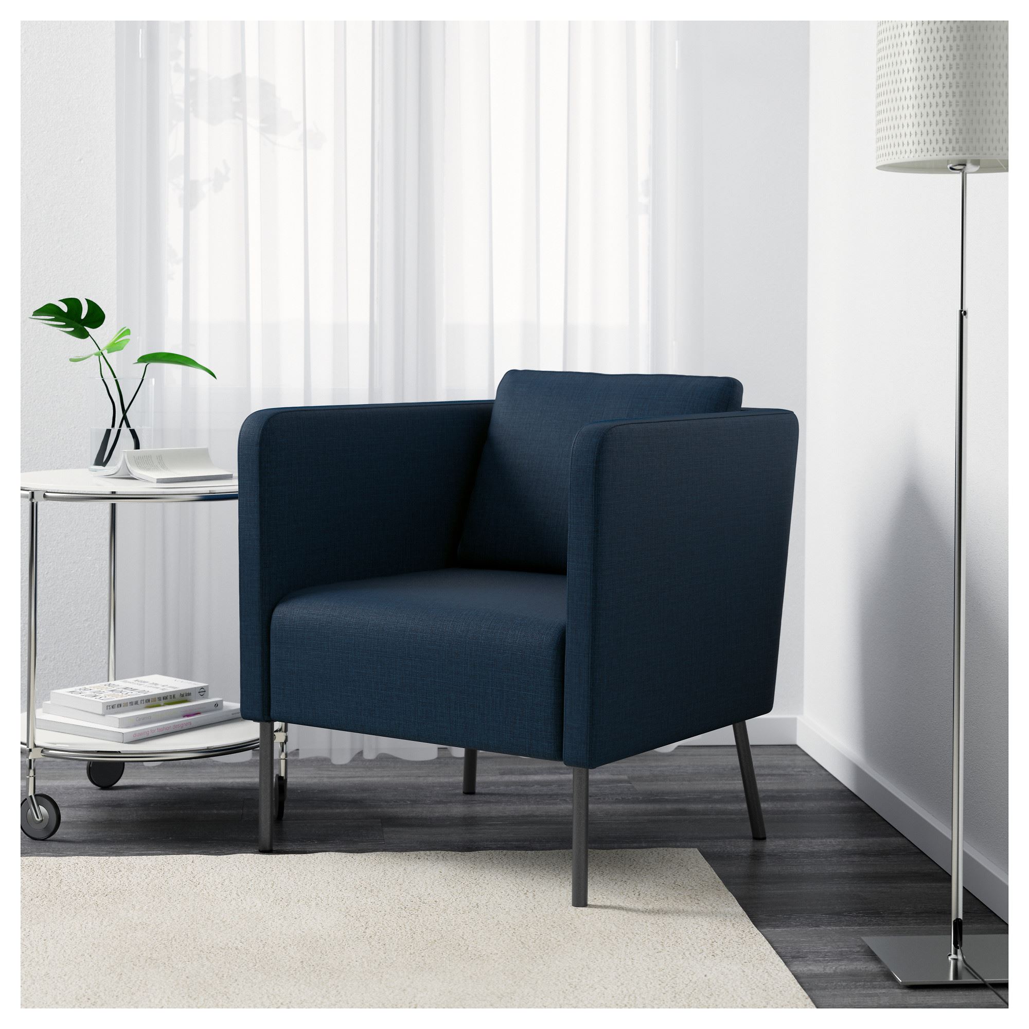 EKERÖ skiftebo dark blue wing chair - 20262878 | IKEA