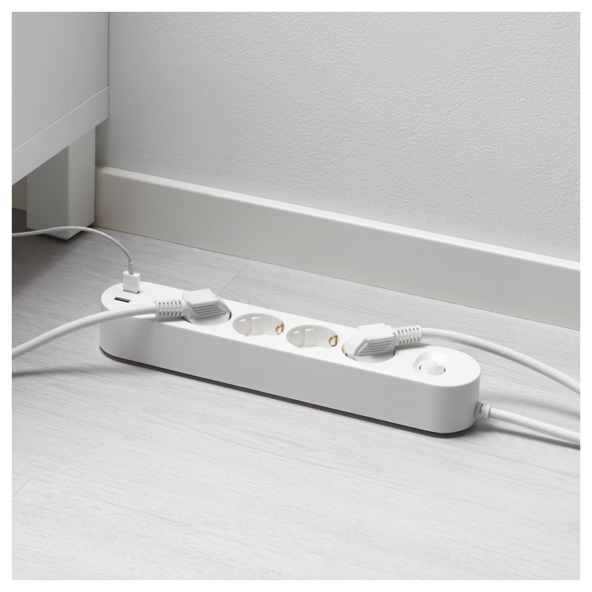 KOPPLA white 4-way socket with 2 USB ports - 90280826 | IKEA