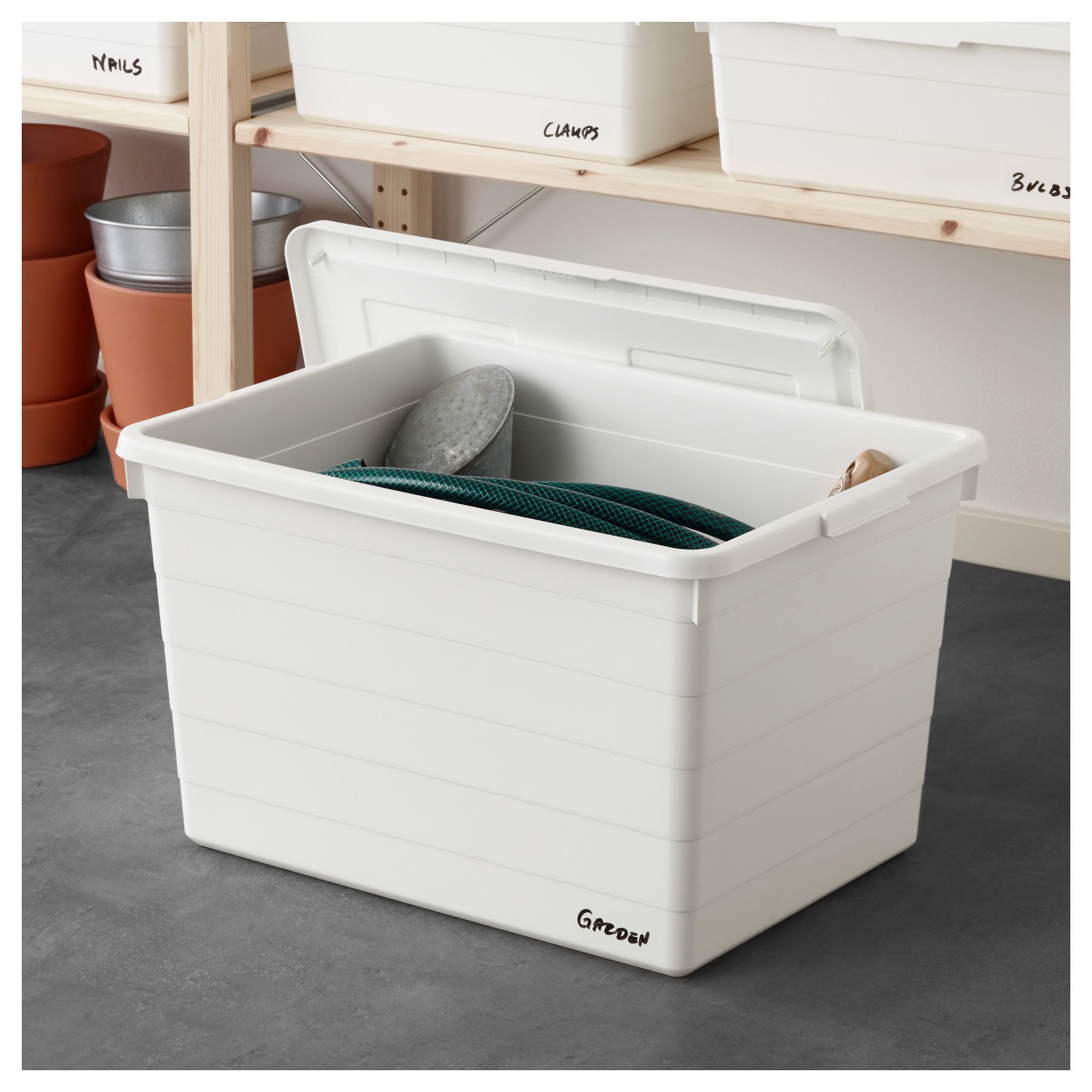 SOCKERBIT white 38x51x30 cm box with lid - 80316067 | IKEA