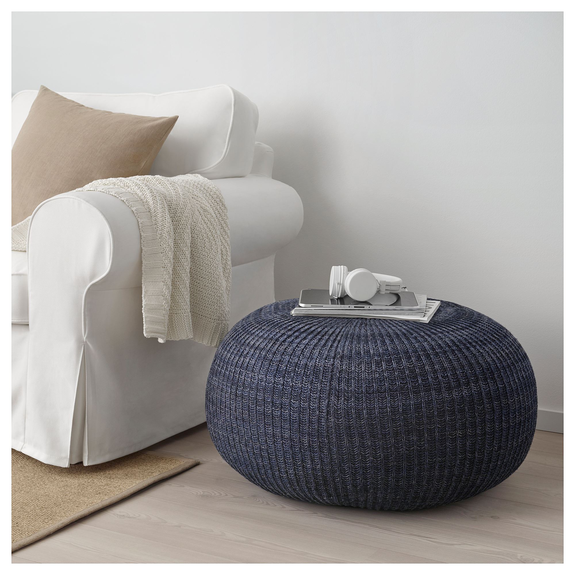 SANDARED koyu mavi 71 cm puf - 50363970 | IKEA