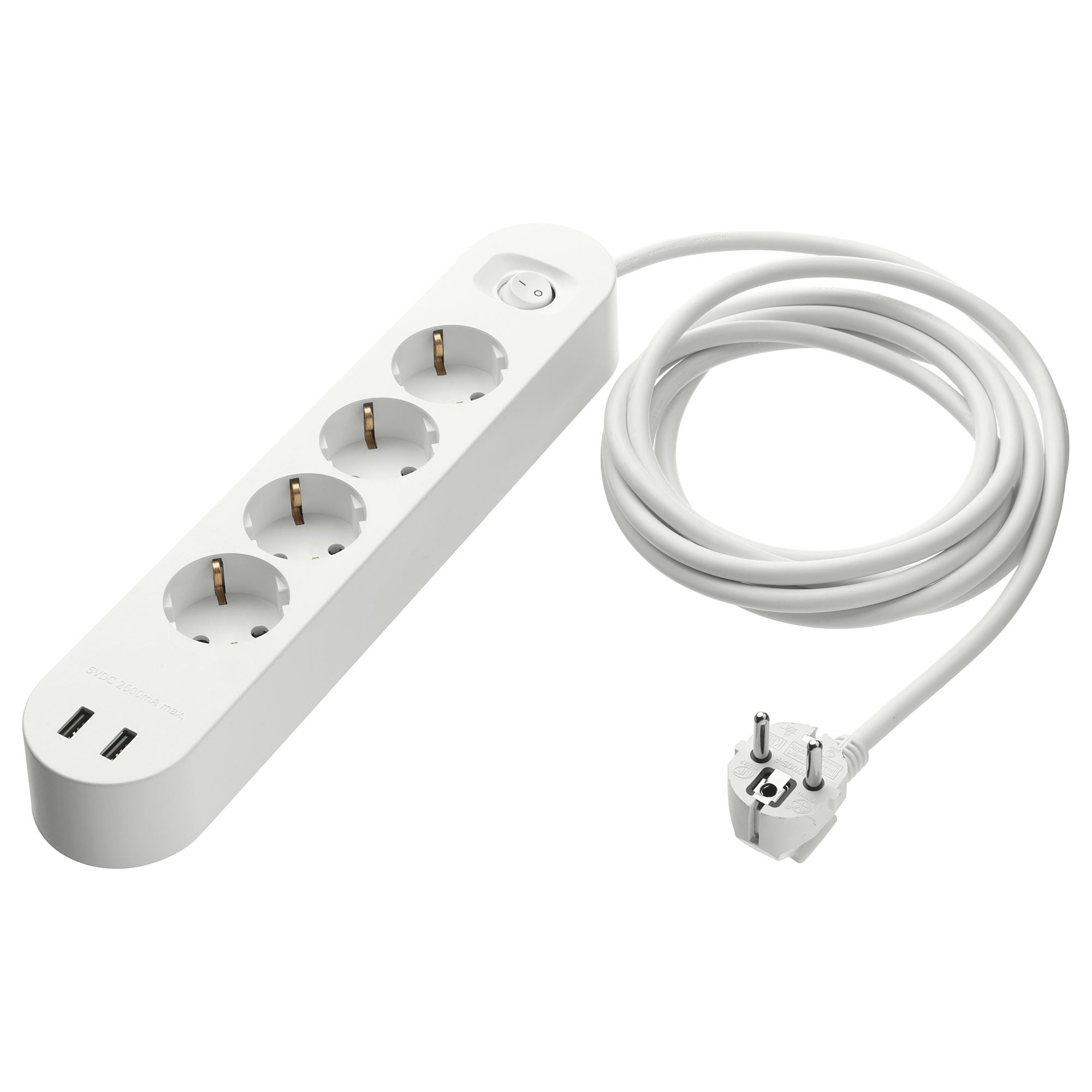 KOPPLA white 4-way socket with 2 USB ports - 90280826 | IKEA