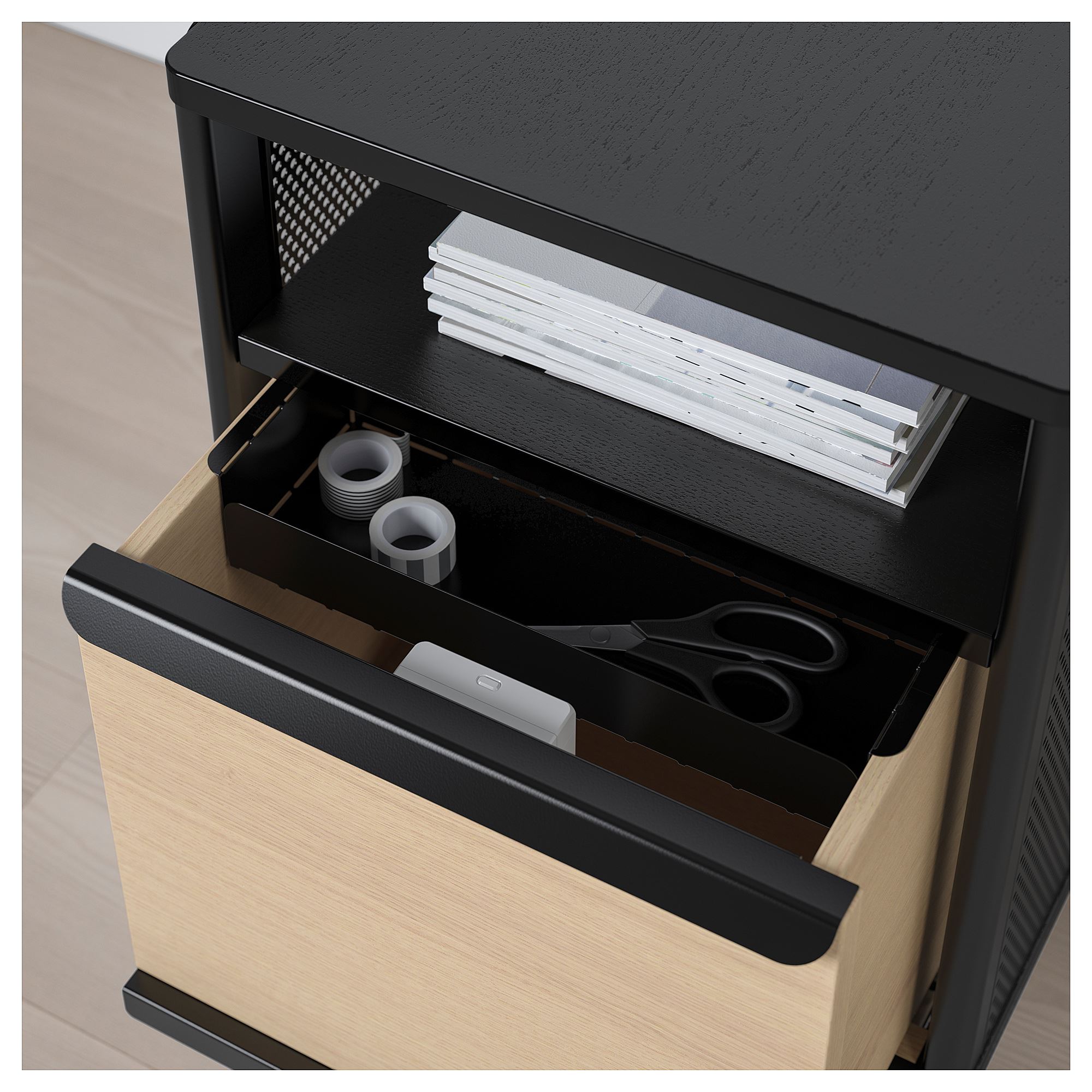 BEKANT black 41x61 cm drawer unit with smart lock - 49286510 | IKEA