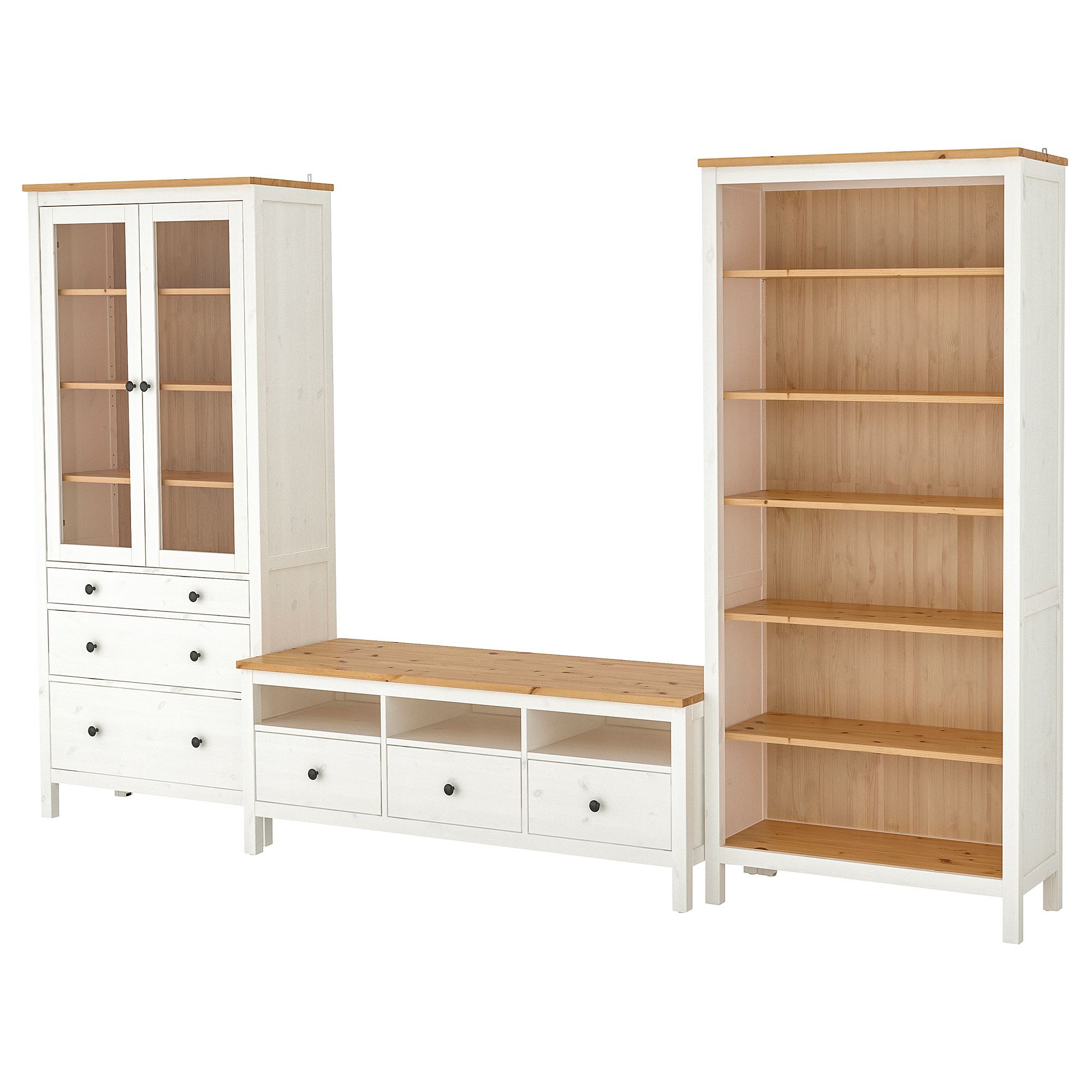HEMNES white stain/light brown 326x197 cm tv storage unit - 19299571 | IKEA