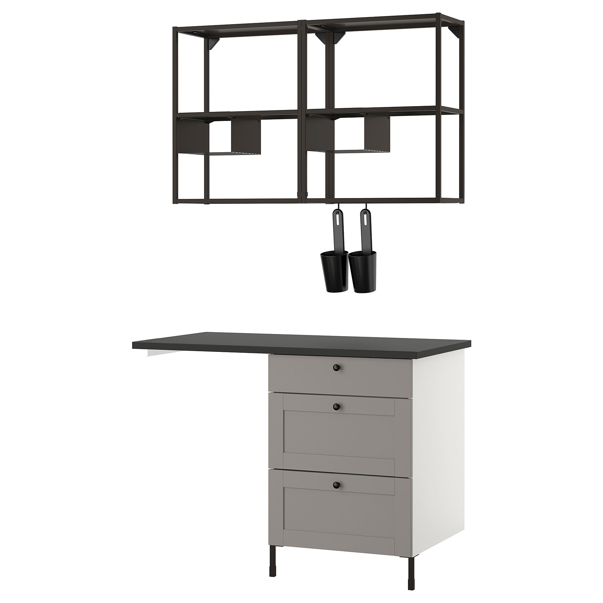 ENHET white/grey 121,5x63,5x222 cm cabinet combination for laundry and ...