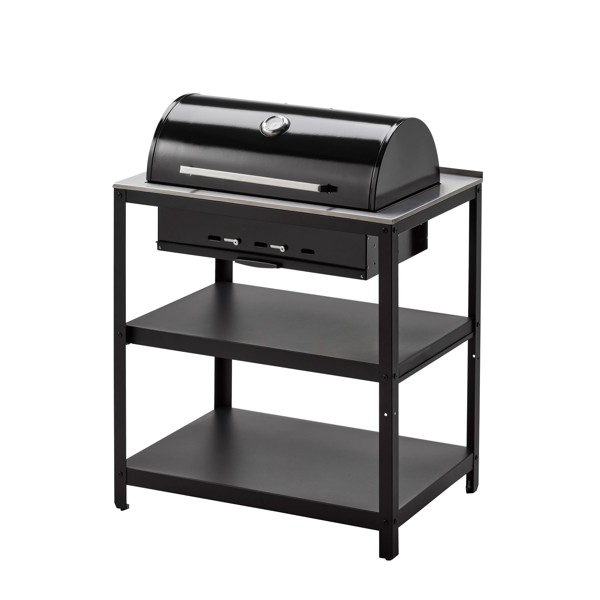 GRILLSKAR paslanmaz çelik-siyah 86x61 cm kömürlü barbekü - 30471447 | IKEA
