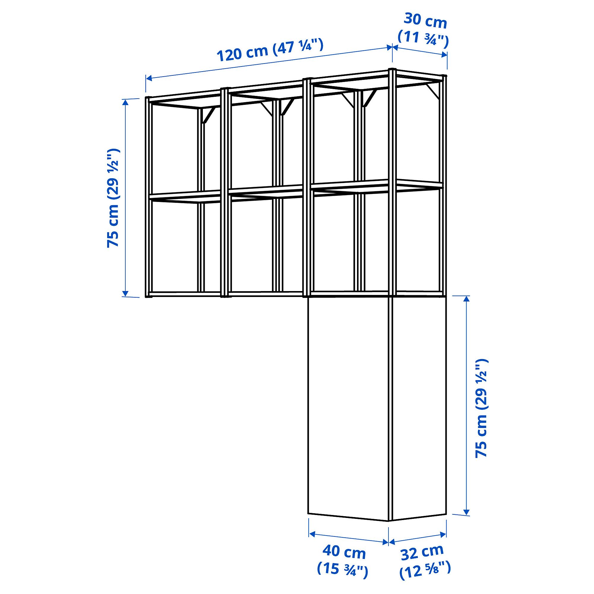 ENHET beyaz-meşe görünümlü 120x32x150 cm raf ünitesi - 69548021 | IKEA
