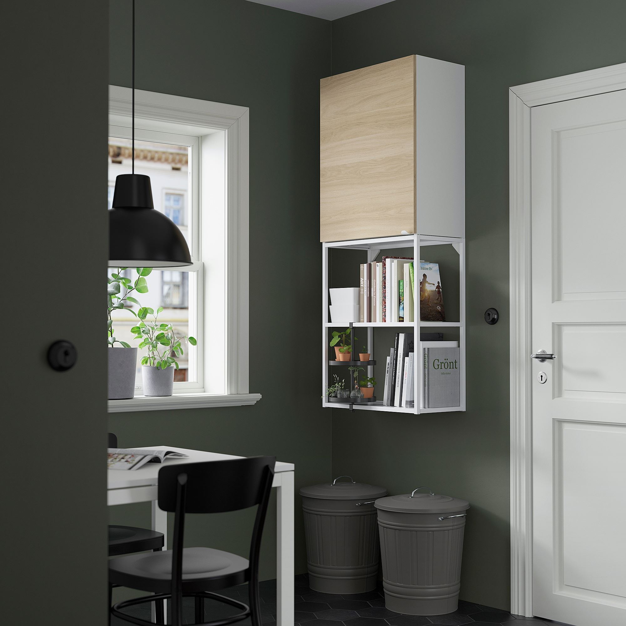 ENHET beyaz-meşe görünümlü 60x32x150 cm raf ünitesi - 79547907 | IKEA