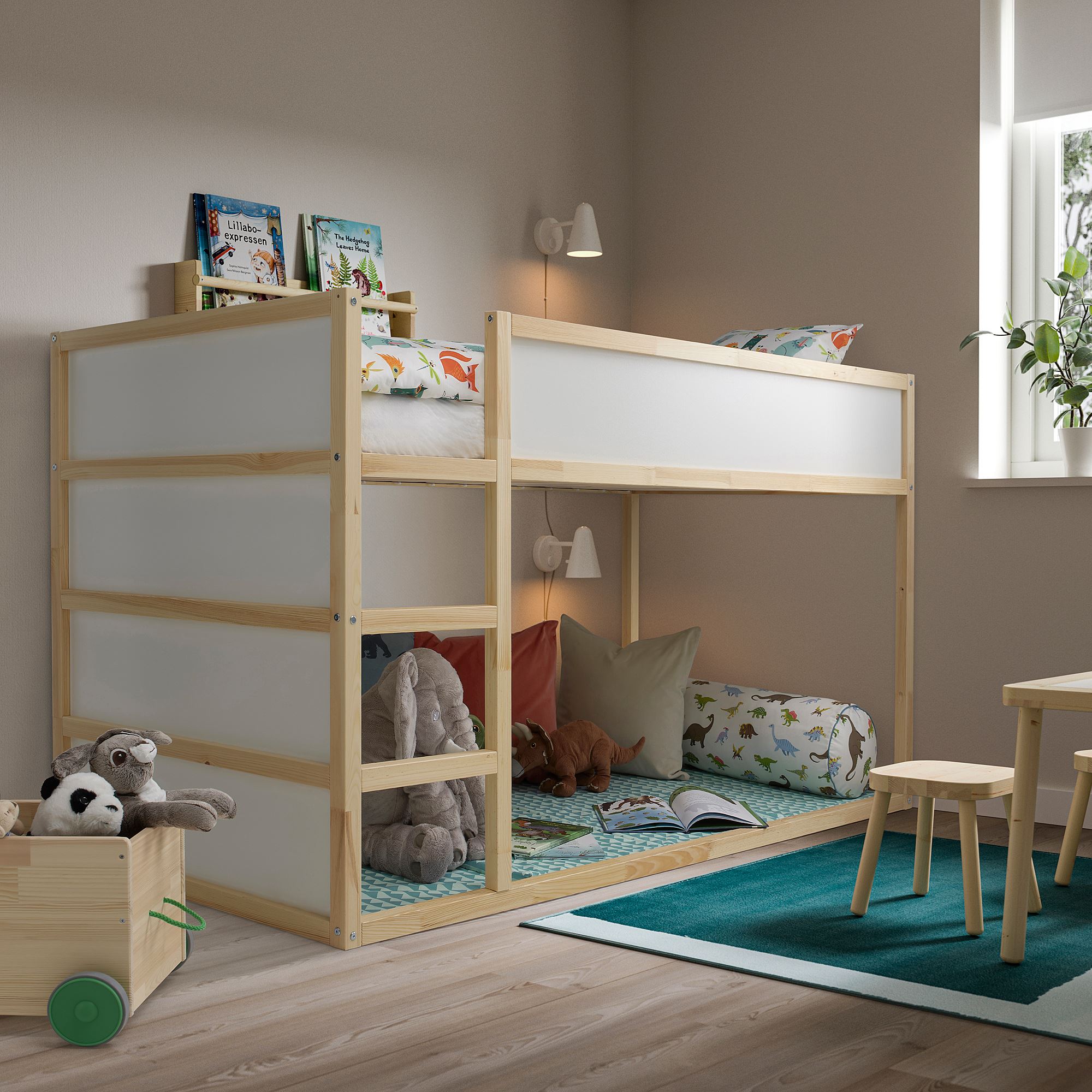 KURA white/pine 90x200 cm reversible bed - 80253809 | IKEA