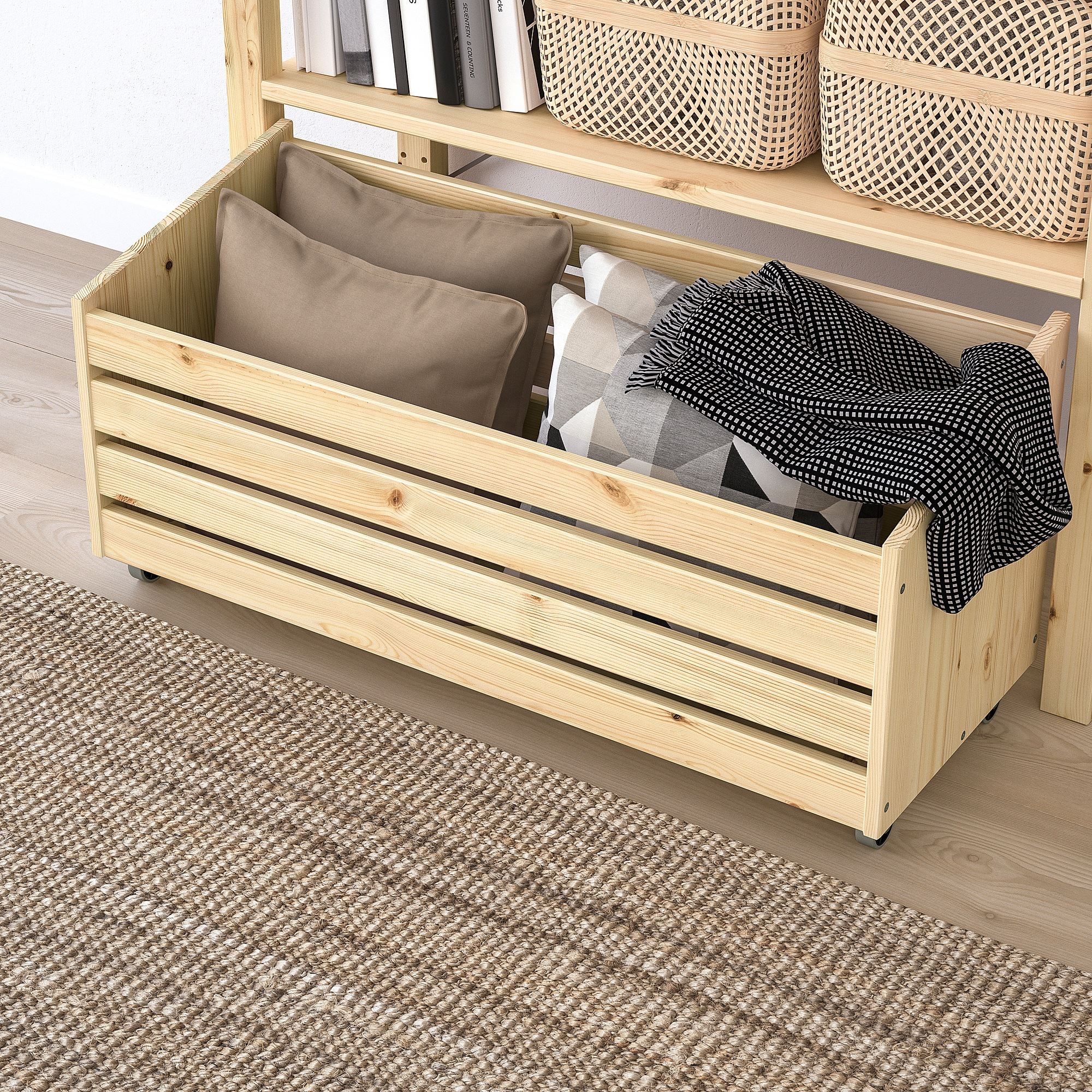 IVAR pine 78x30 cm storage box on wheels - 50484509 | IKEA