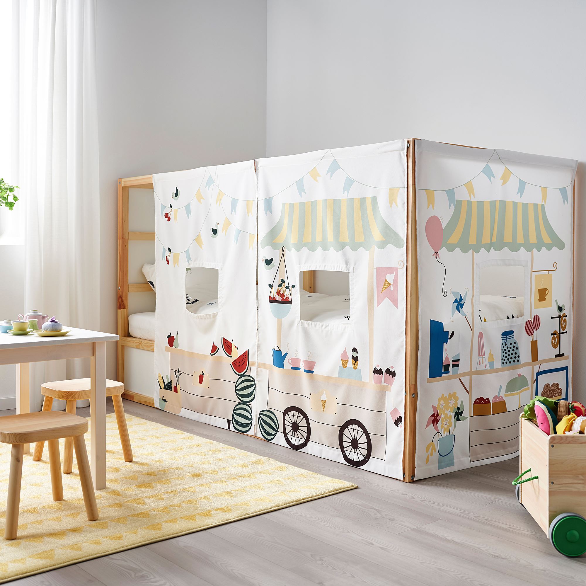 KURA white/pine 90x200 cm reversible bed - 80253809 | IKEA