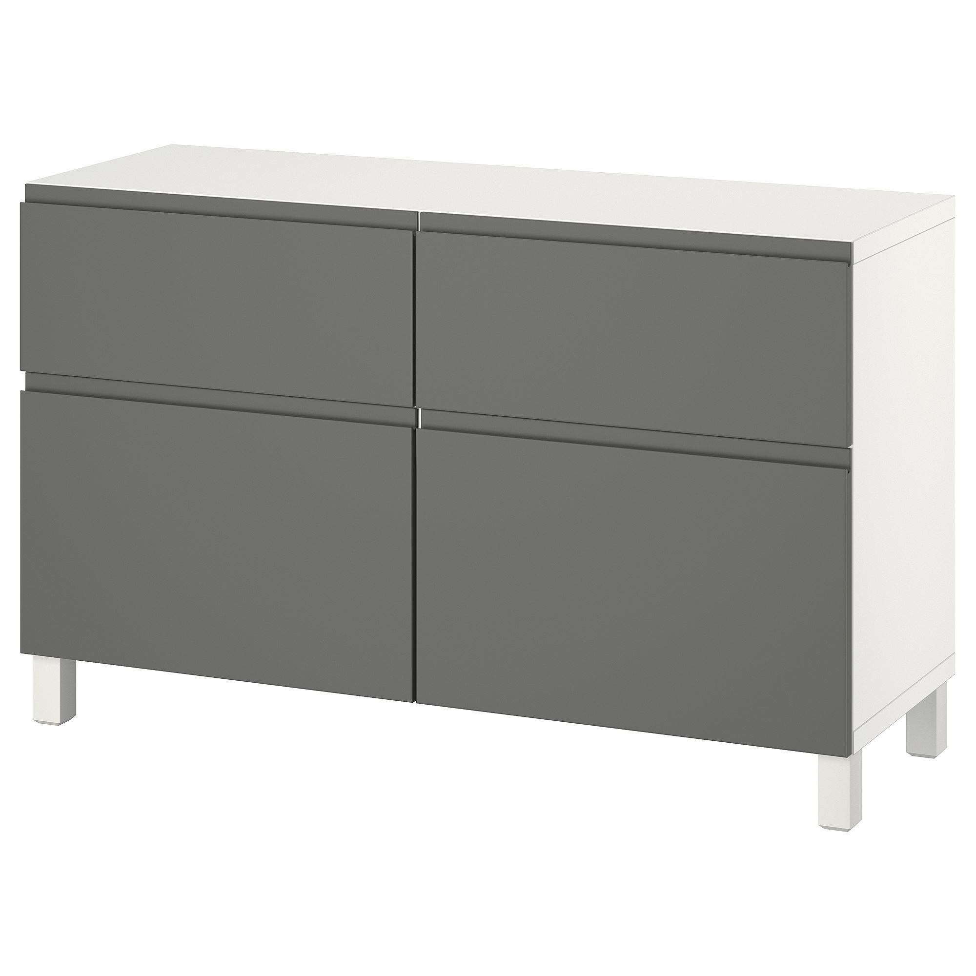 BESTA white/dark grey 120x42x74 cm storage combination - 49421532 | IKEA