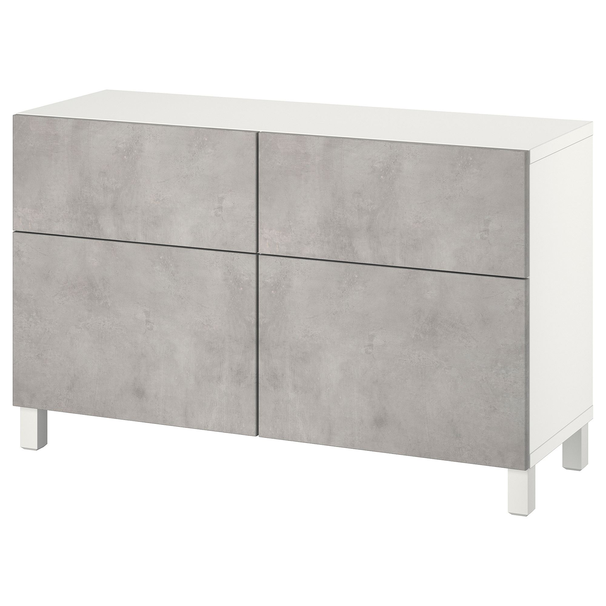 BESTA white-light grey concrete effect 120x42x74 cm storage combination ...