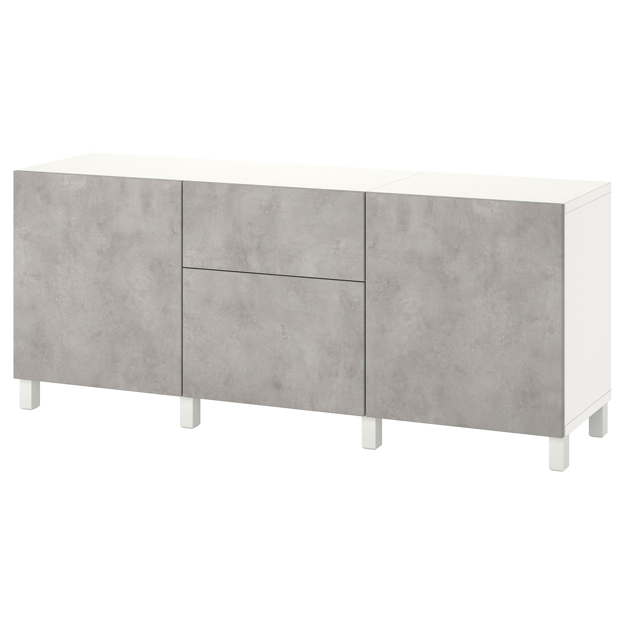 BESTA white-light grey concrete effect 180x42x74 cm storage combination ...