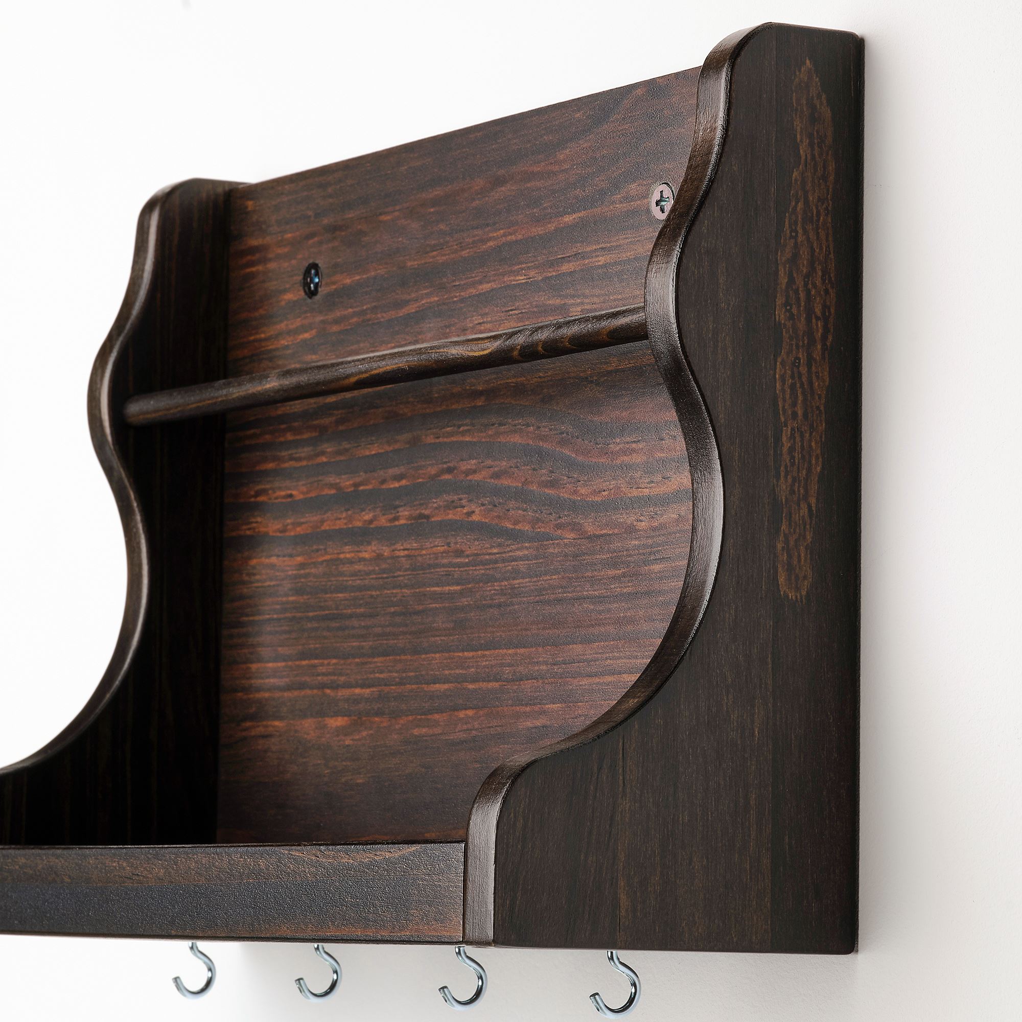 LEVLA darkbrown 28x9x21 cm rack with hooks - 20498353 | IKEA