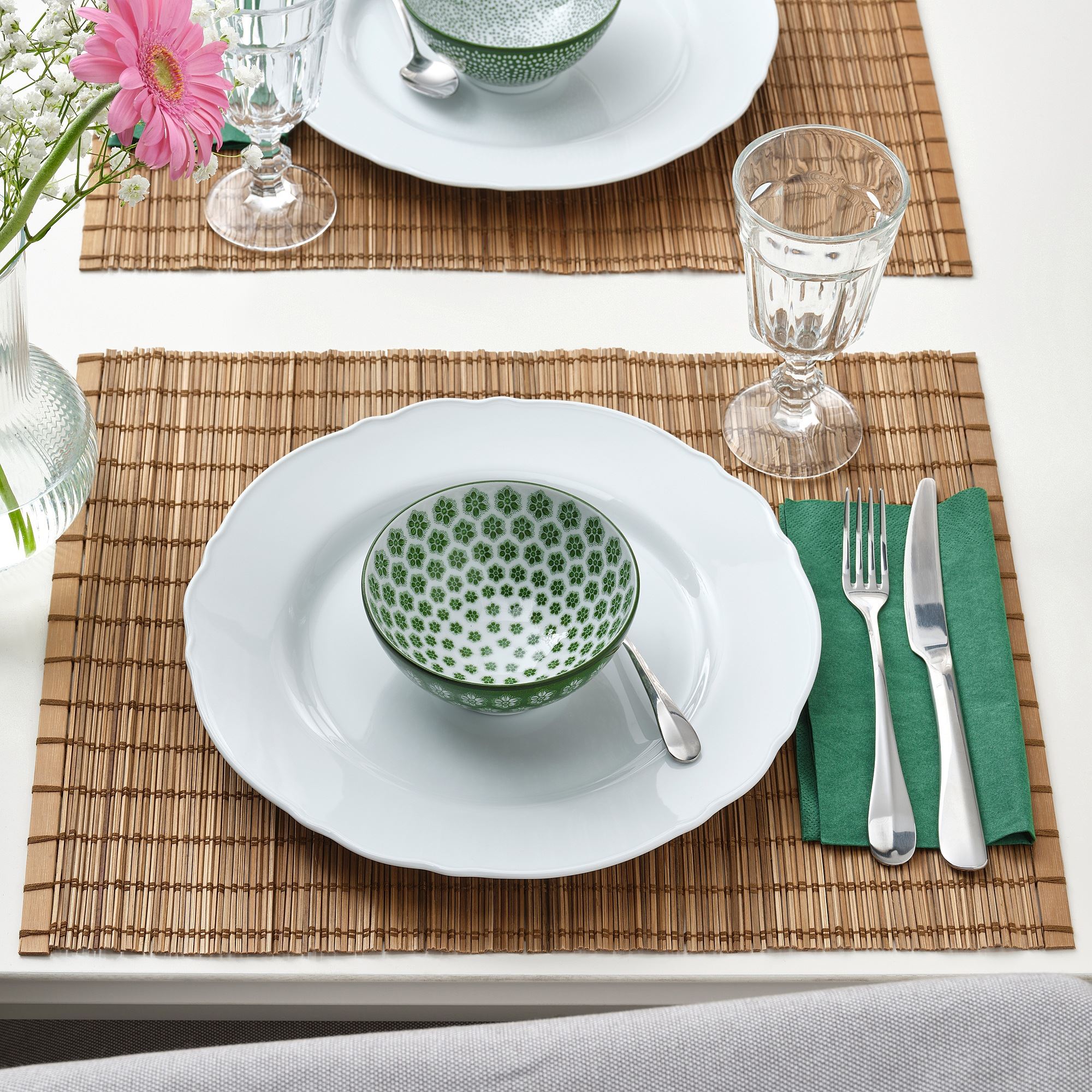 ENTUSIASM yeşil-desenli 12 cm porselen kase seti - 70511451 | IKEA