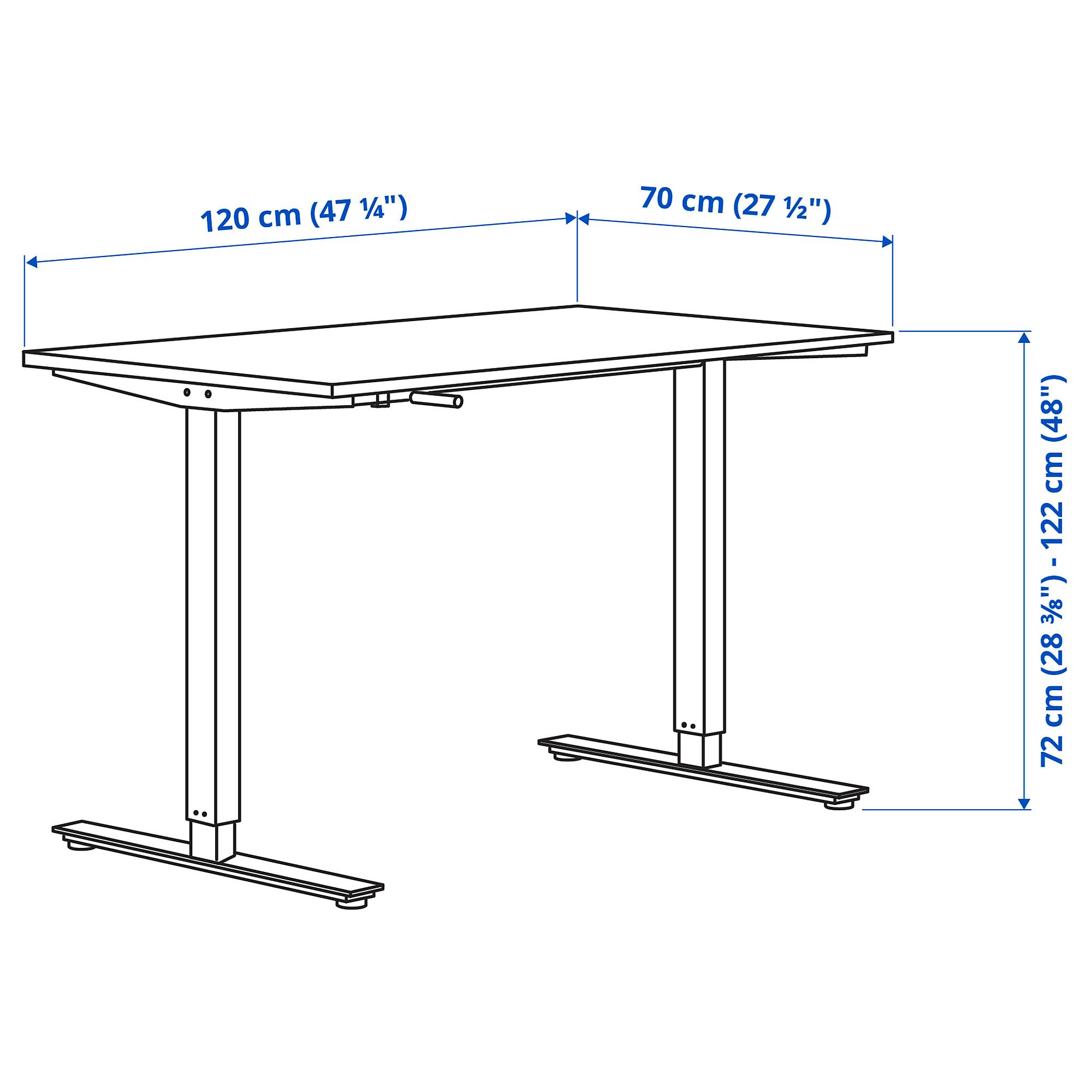 TROTTEN white 120x70 cm height adjustable desk - 99429578 | IKEA