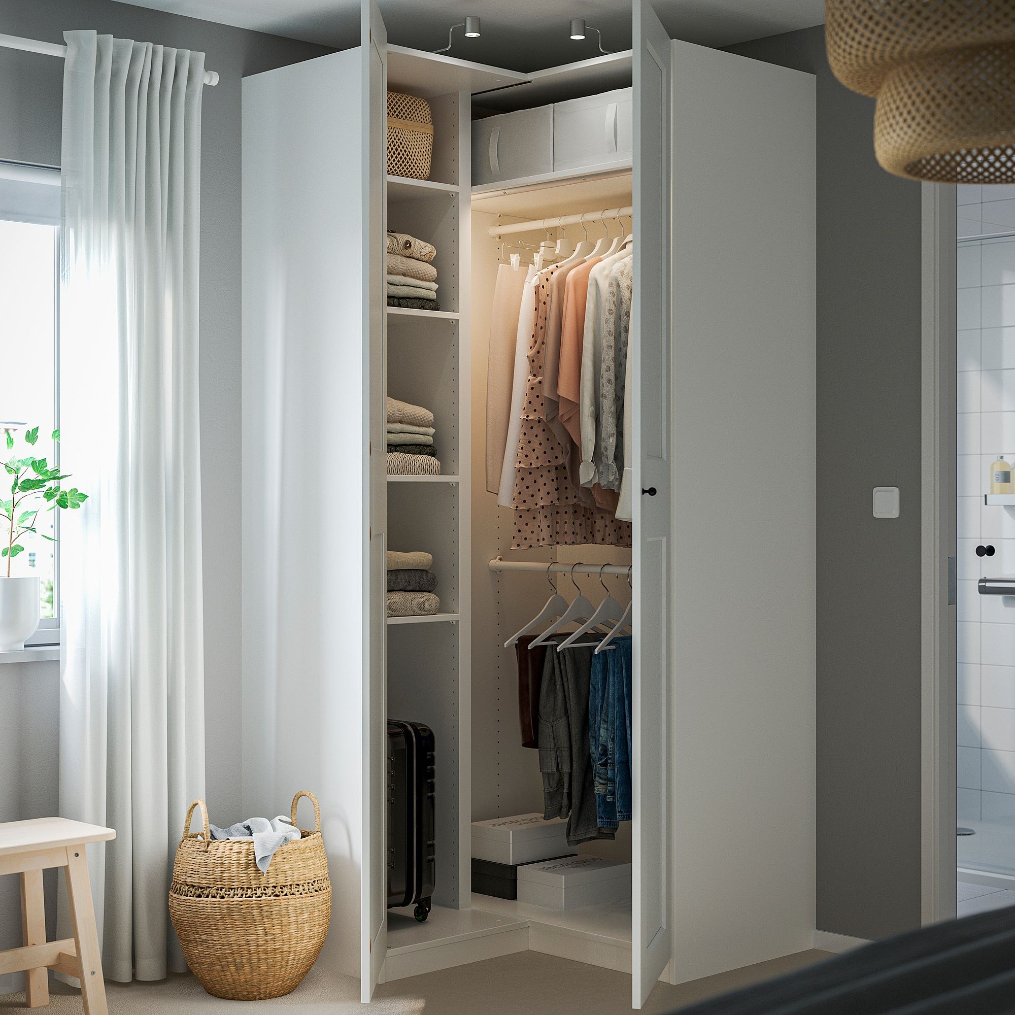 PAX/GRIMO beyaz 110/110x236 cm PAX köşe gardırop - 89502654 | IKEA