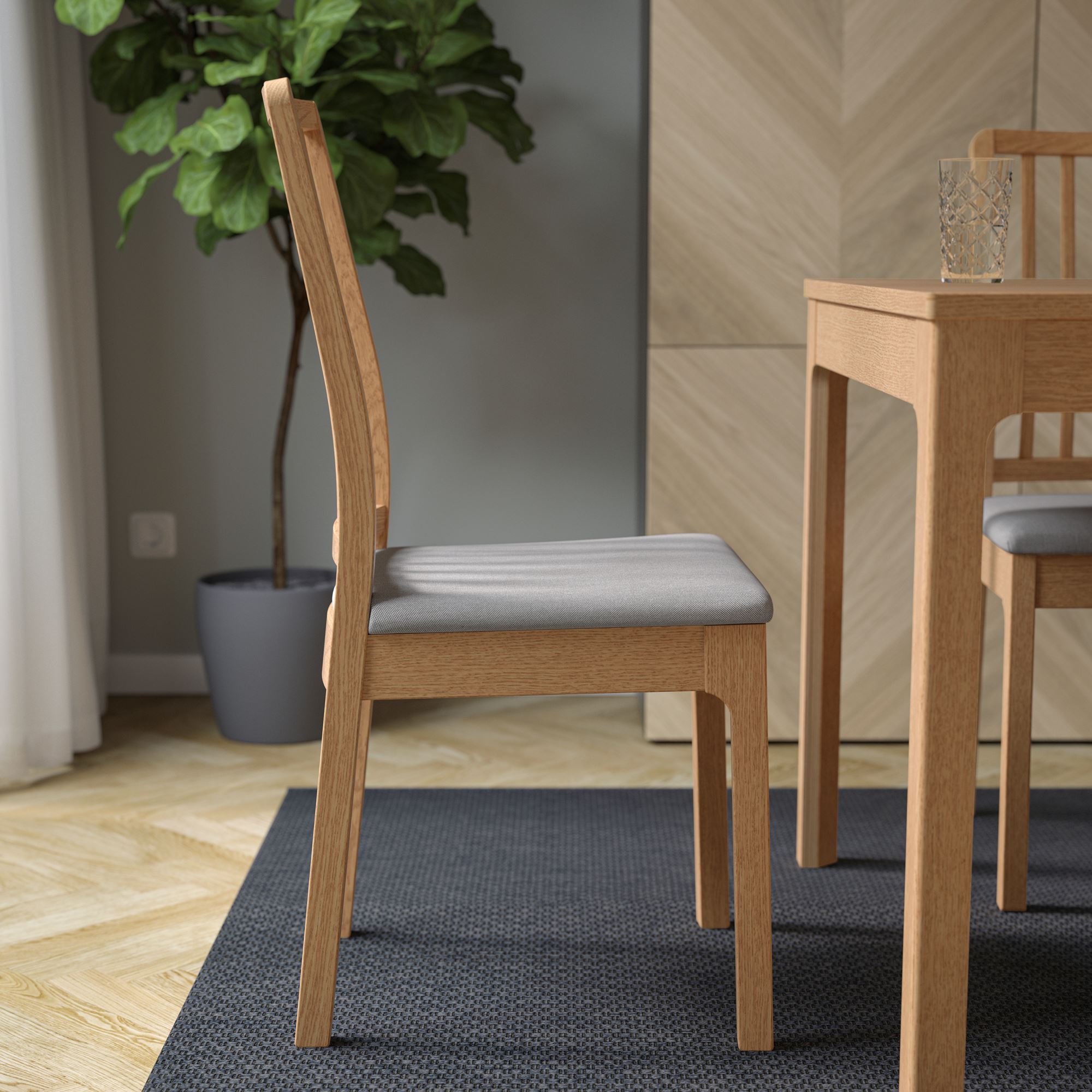 EKEDALEN oak/Orrsta light grey upholstered wooden chair - 90534729 | IKEA