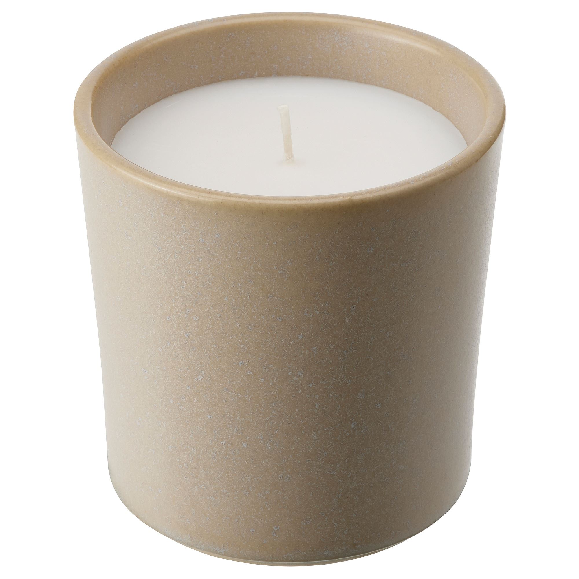 JAMLIK light beige 50 hr scented candle in pot - 40502194 | IKEA