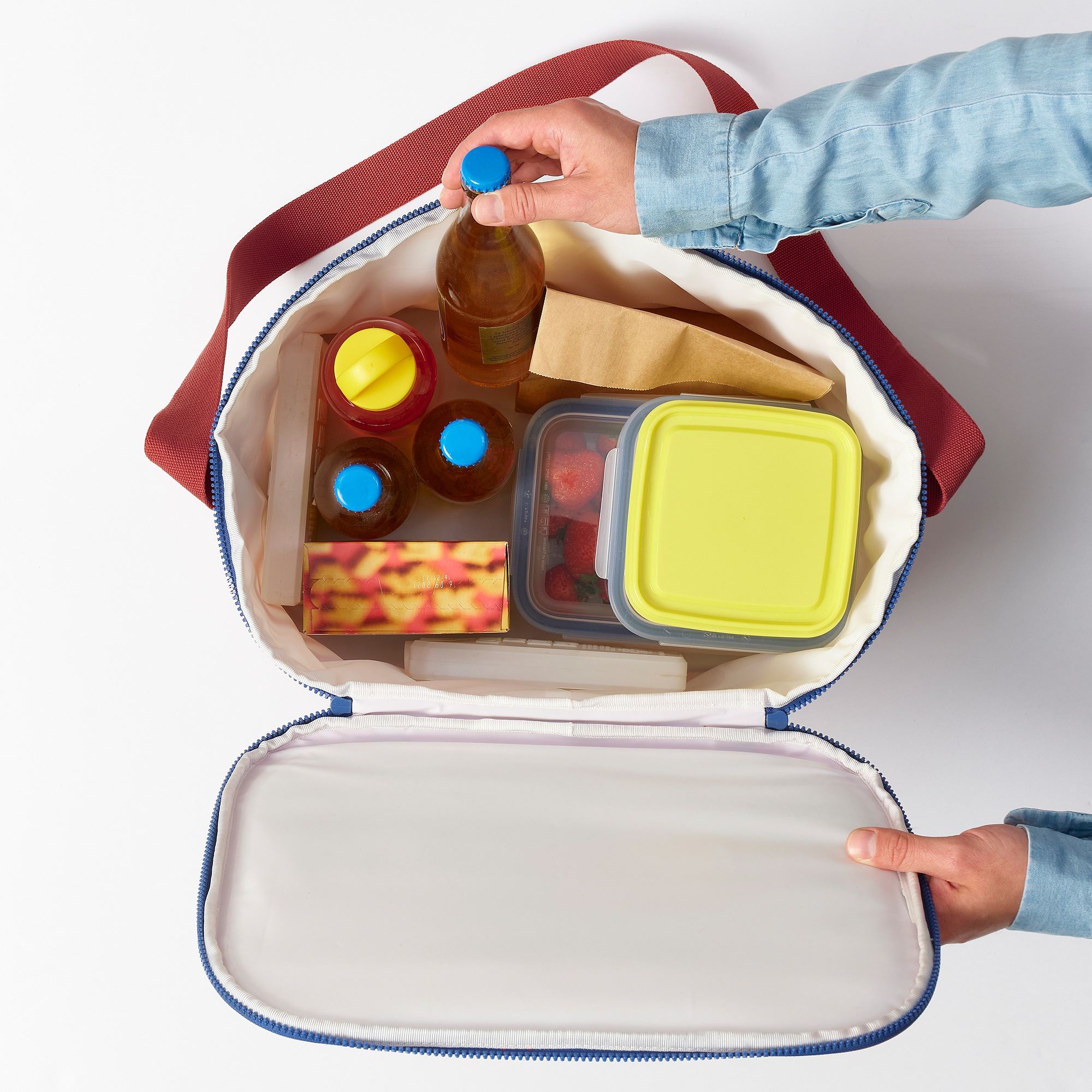 SOMMARFLADER kırmızı-bej 38x26x22 cm soğutucu çanta - 20522310 | IKEA