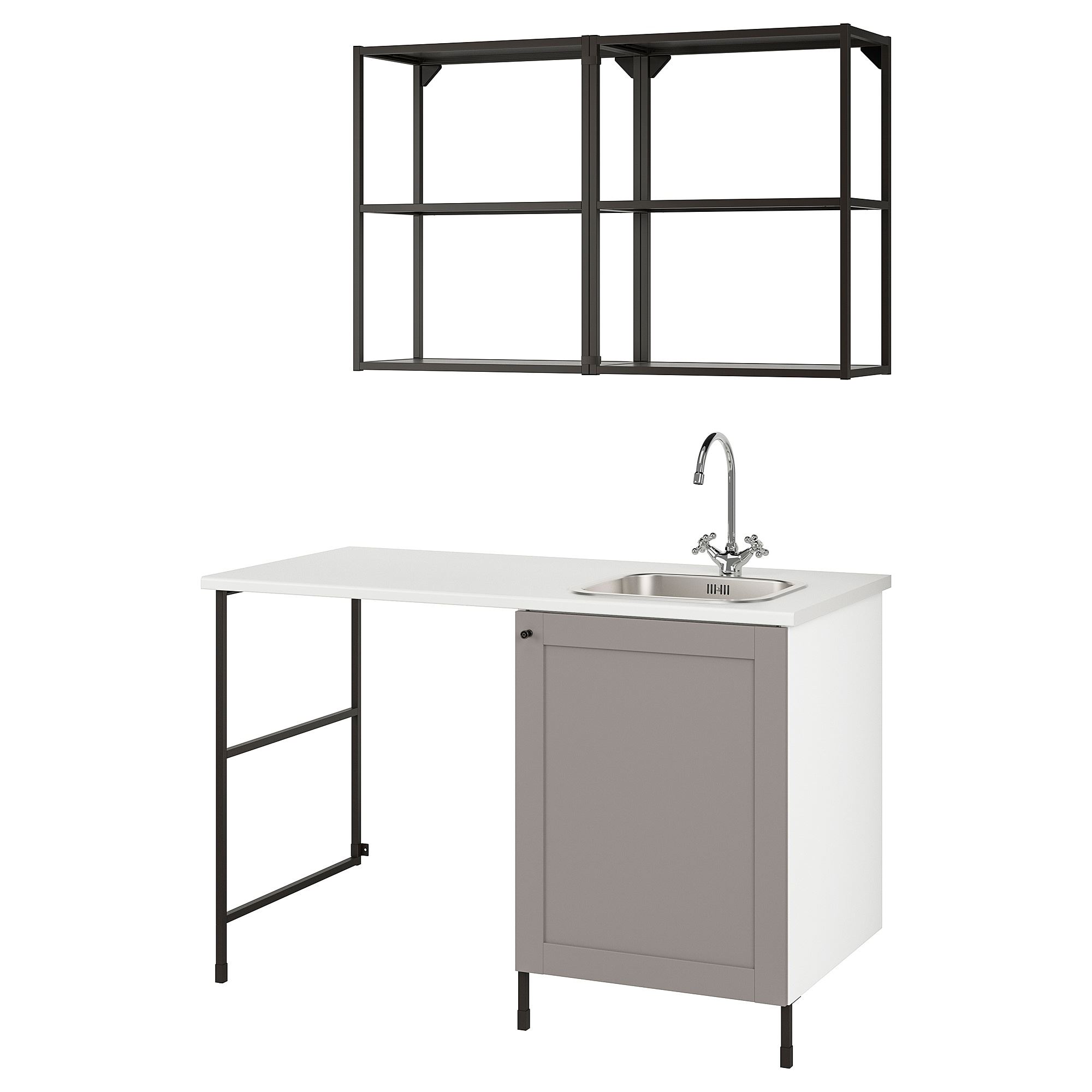 ENHET gray-anthracite 139x63,5x87,5 cm cabinet combination for laundry ...