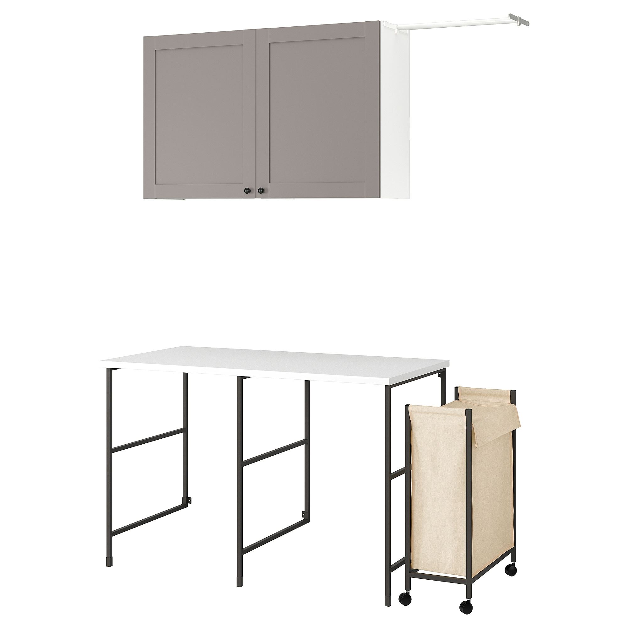 ENHET anthracite-gray 139x63,5 cm shelving combination for laundry room ...