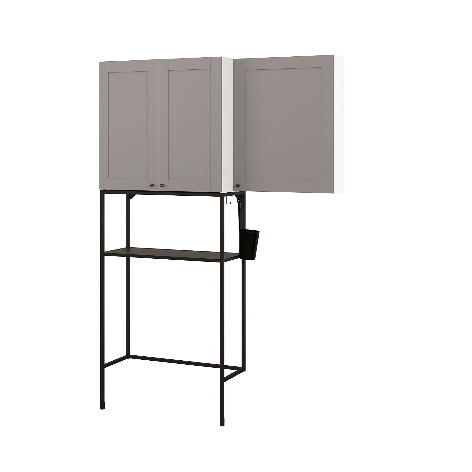 ENHET gray-anthracite 140x32x204 cm shelving combination for laundry ...