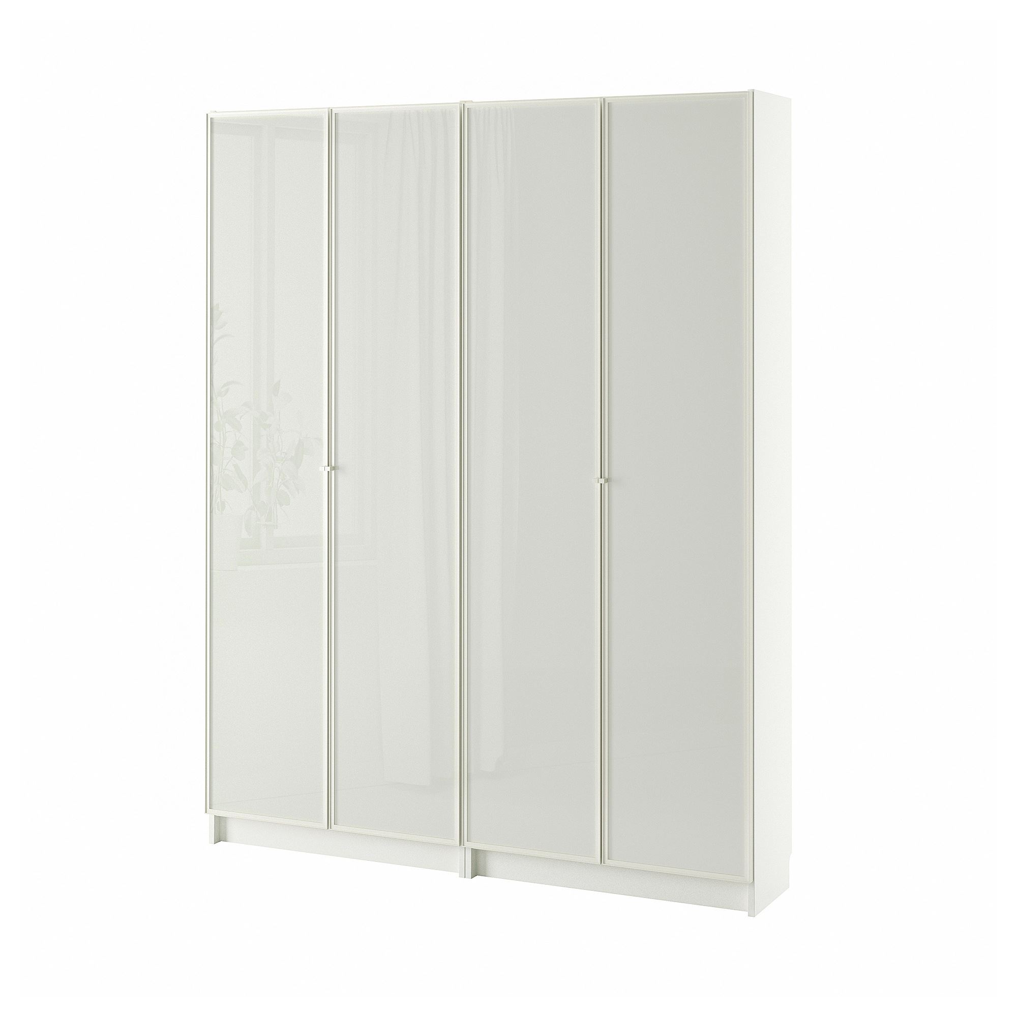 BILLY white/glass 160x202 cm bookcase with glass door - 49483662 | IKEA