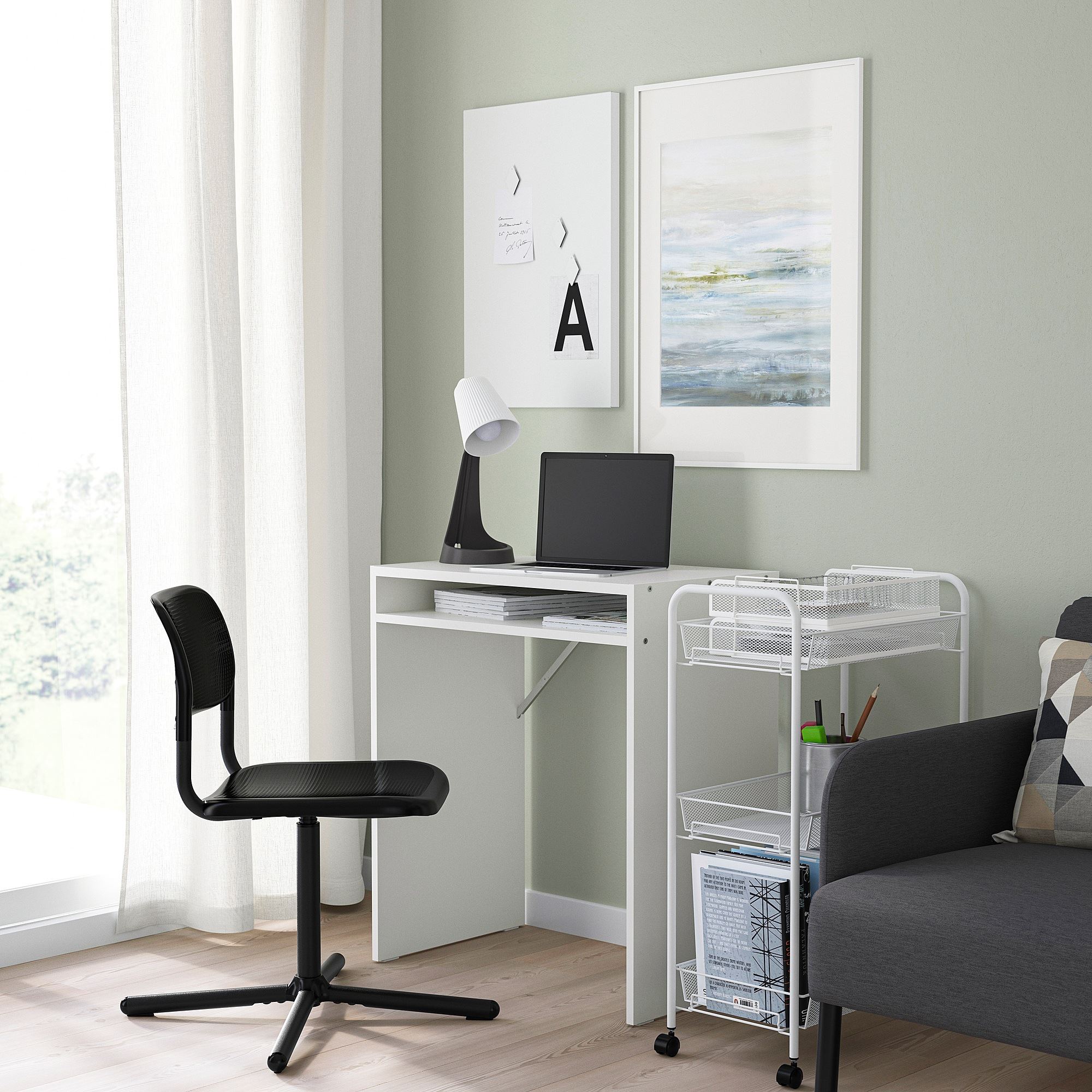TORALD/SMALLEN beyaz-siyah çalışma masası ve sandalye - 69488574 | IKEA