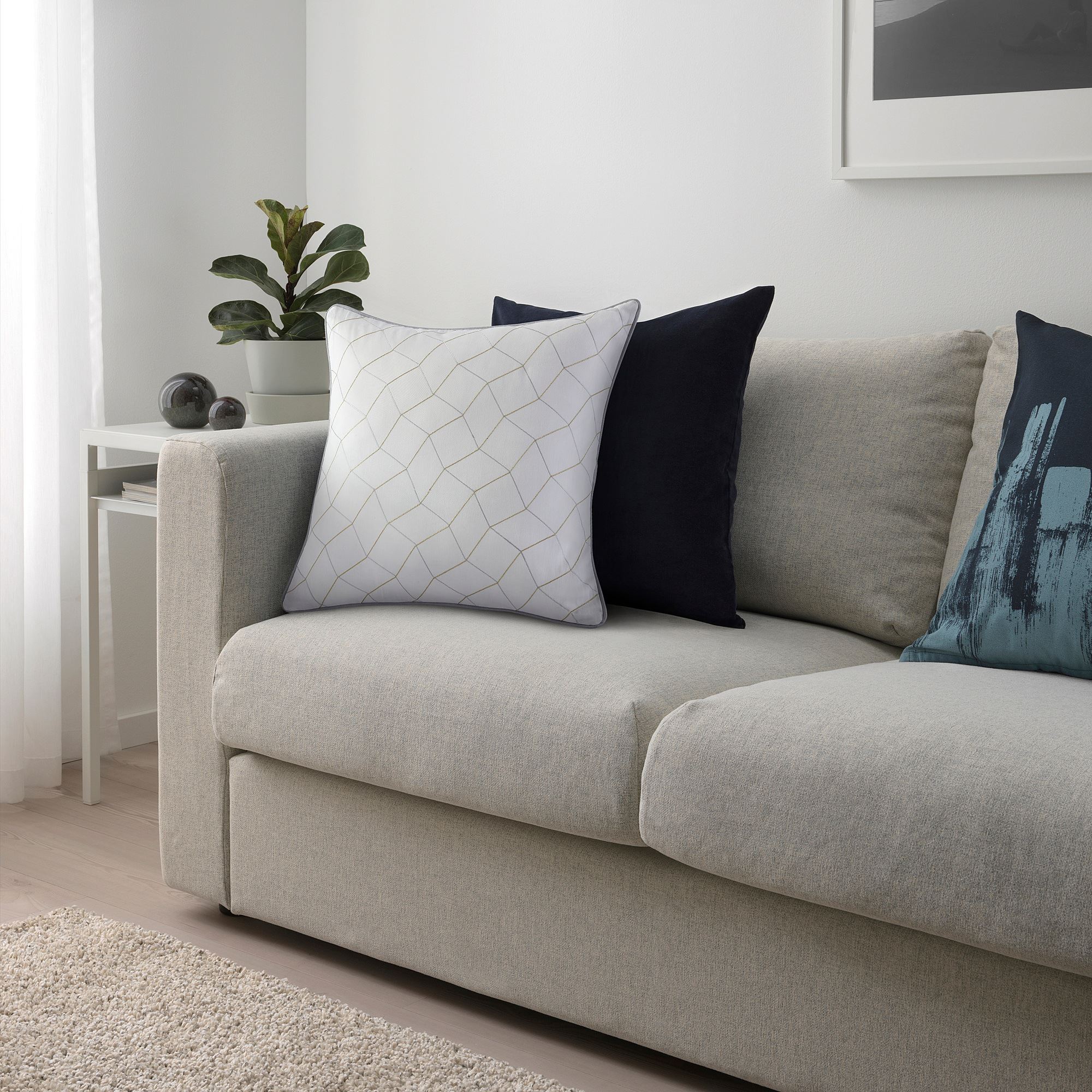 GOKVALLA yellow-white 50x50 cm cushion cover - 80541952 | IKEA