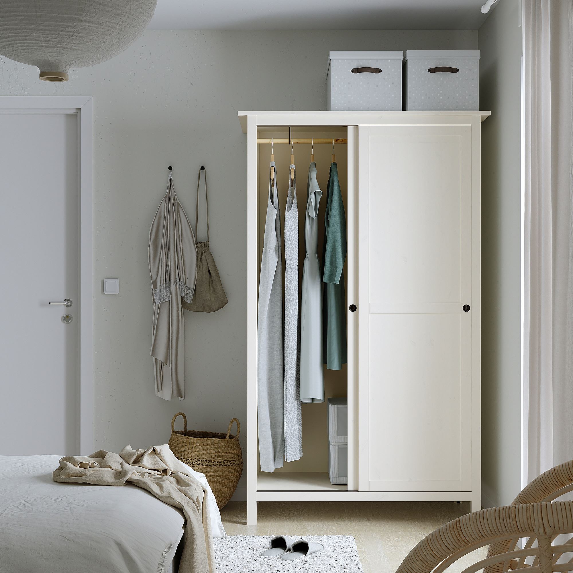 HEMNES white 120x59x197 cm sliding wardrobe - 50251270 | IKEA