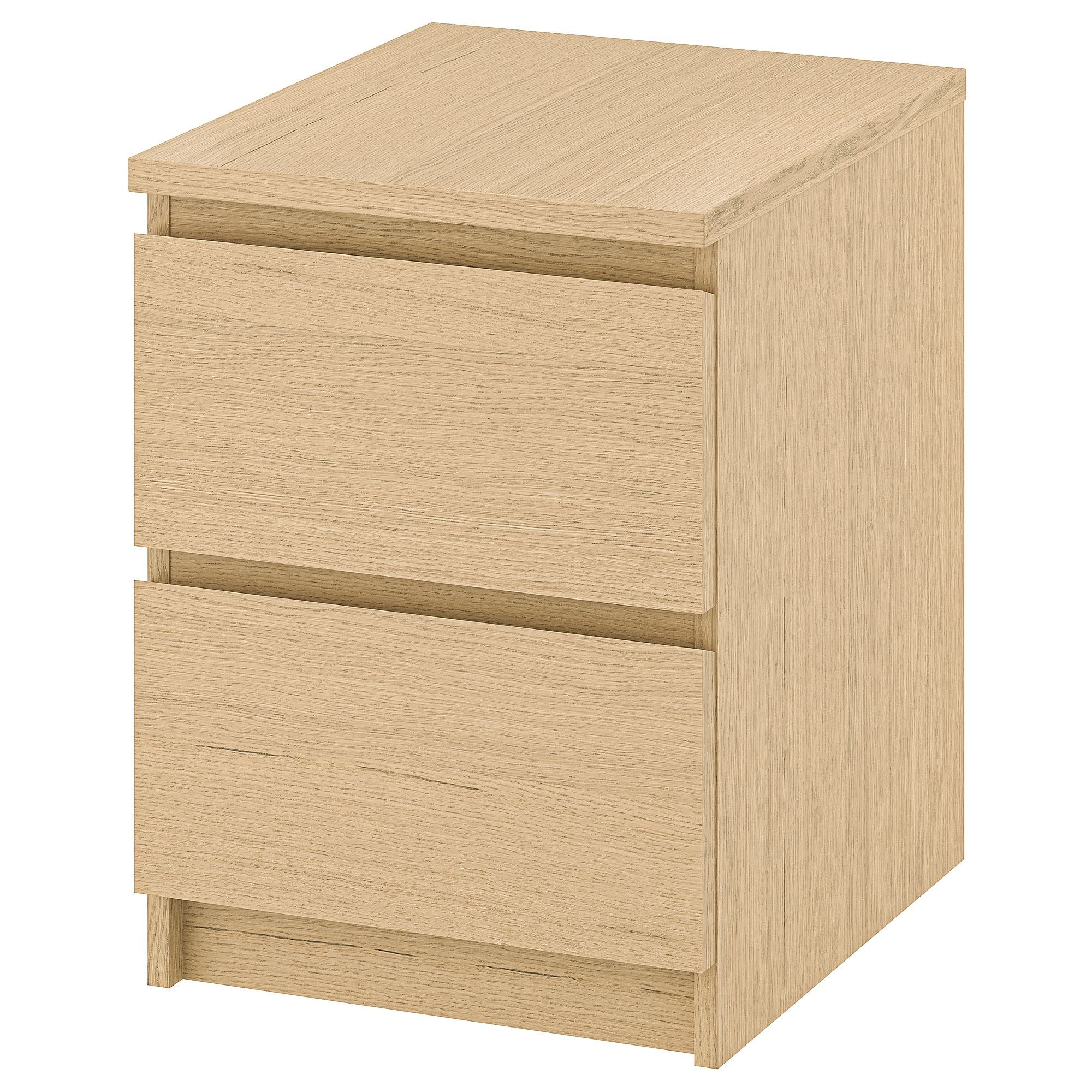 MALM white stained oak veneer 40x55 cm bedside table - 10178601 | IKEA