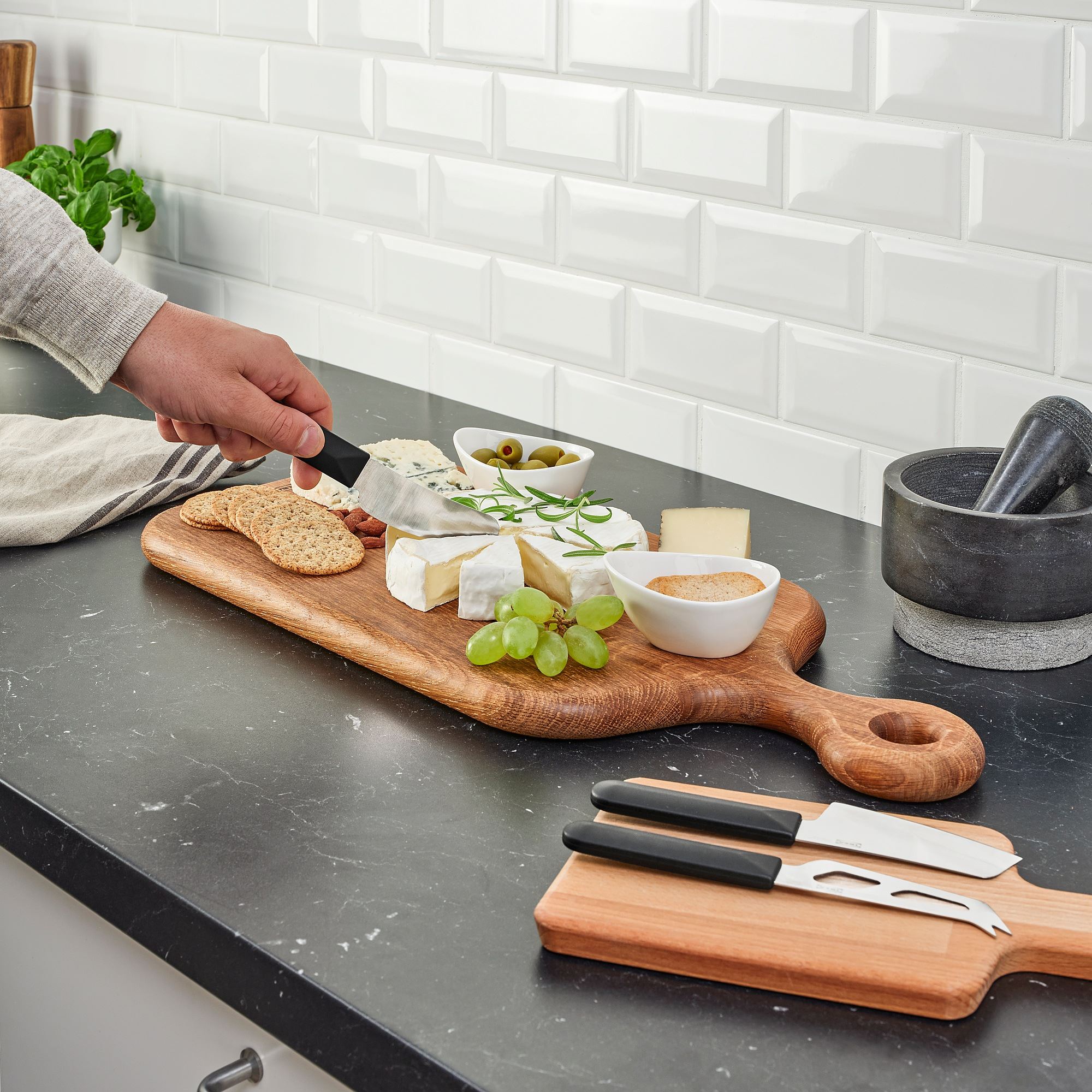 SKARLANGA stainless steel/black cheese knife set - 10540611 | IKEA