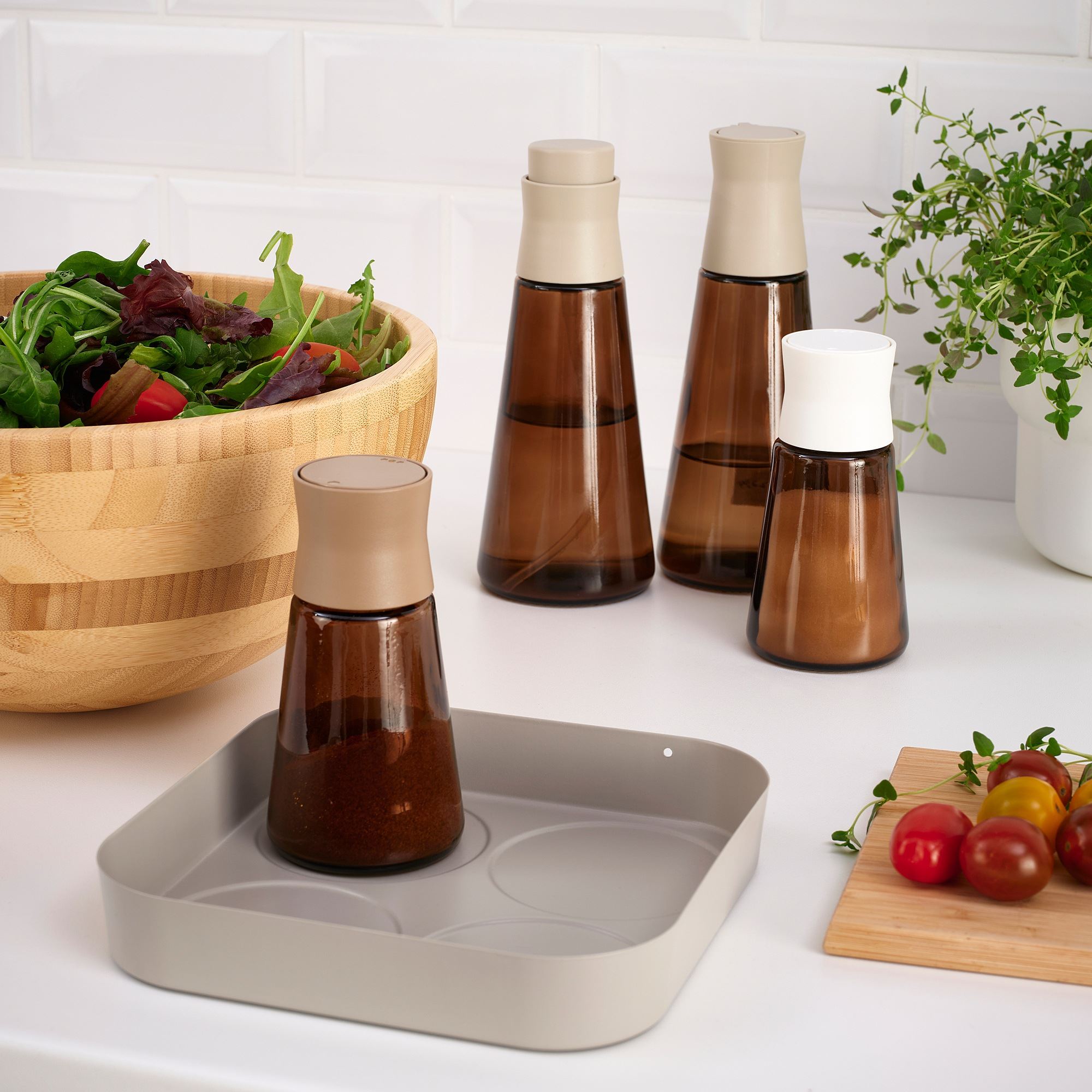 HALVTOM gri-bej 17x17 cm baharatlık tepsisi - 80539459 | IKEA