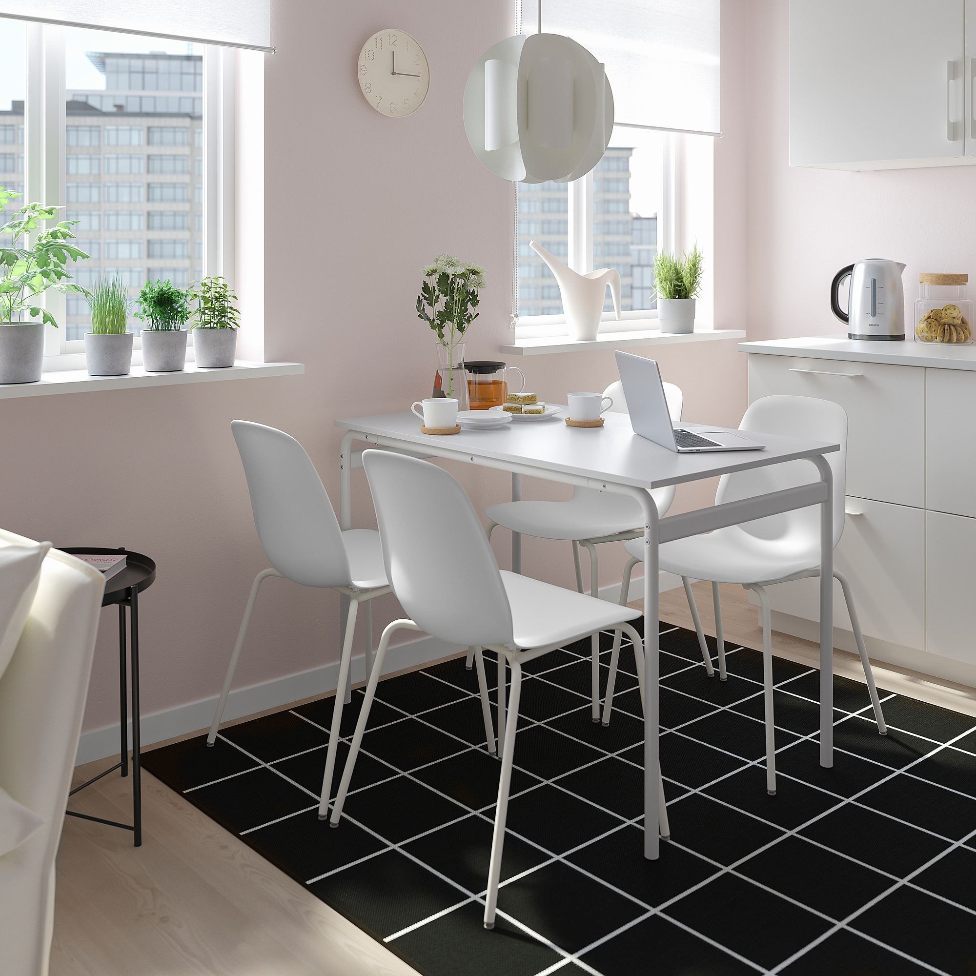 GRASALA/LIDAS grey/white 4 chairs kitchen table set - 49497273 | IKEA