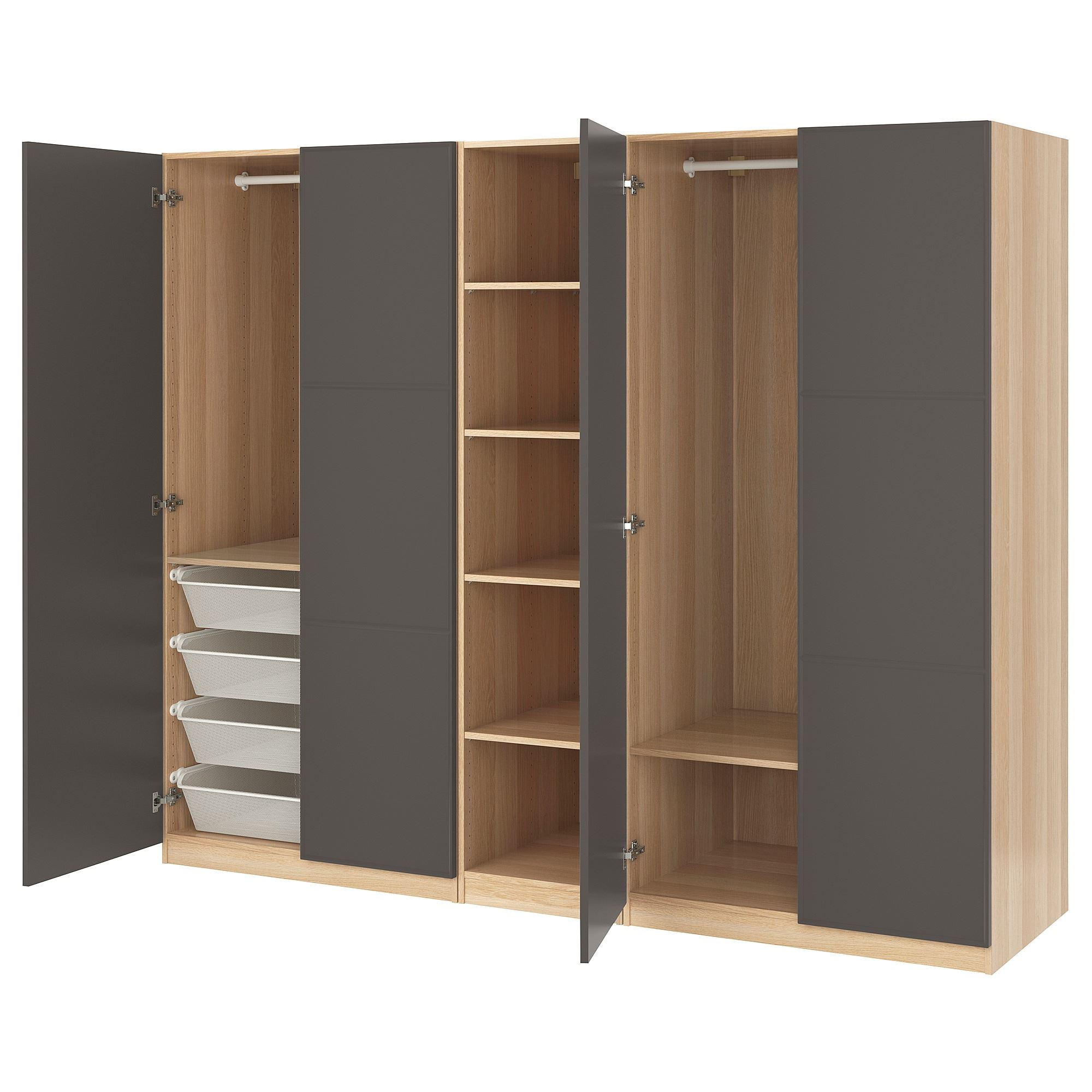 PAX/MERAKER ağartılmış meşe görünümlü-koyu gri 250x60x201 cm PAX ...