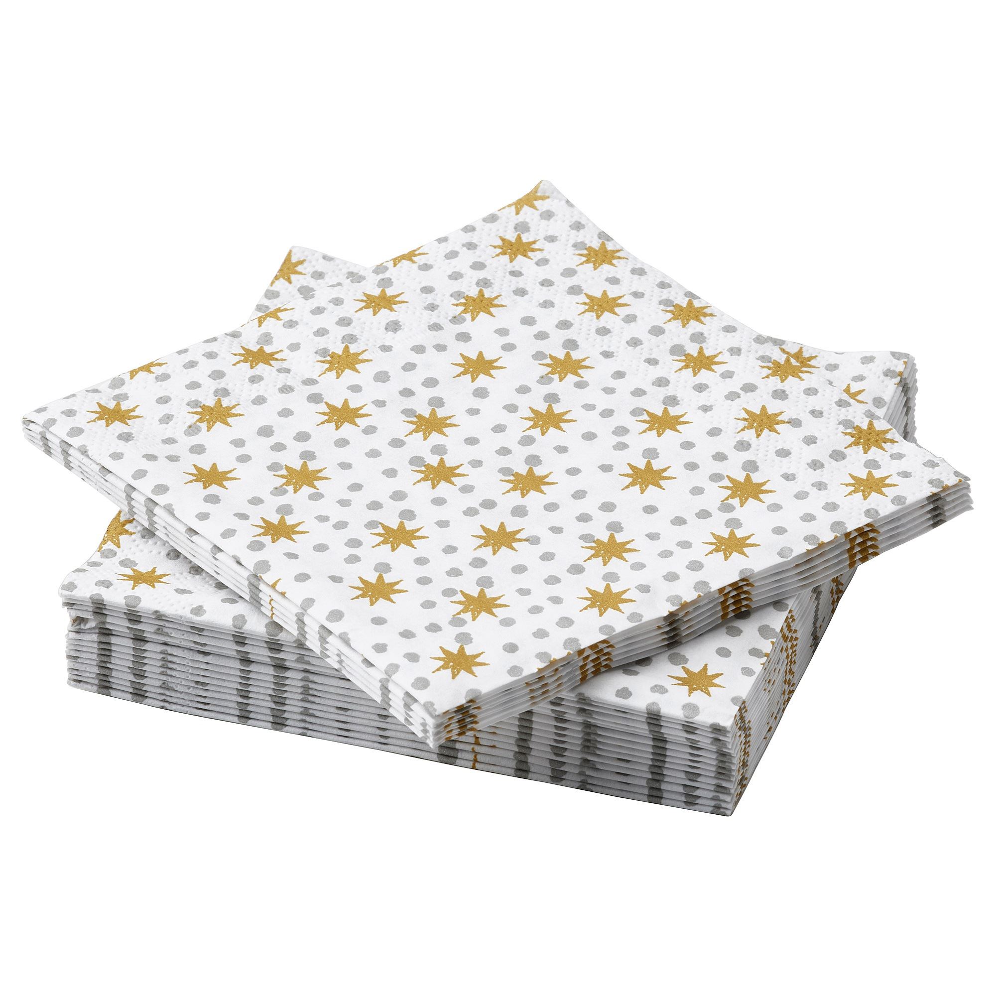 VINTERFINT white/gold-colour 24x24 cm paper napkin - 00555943 | IKEA