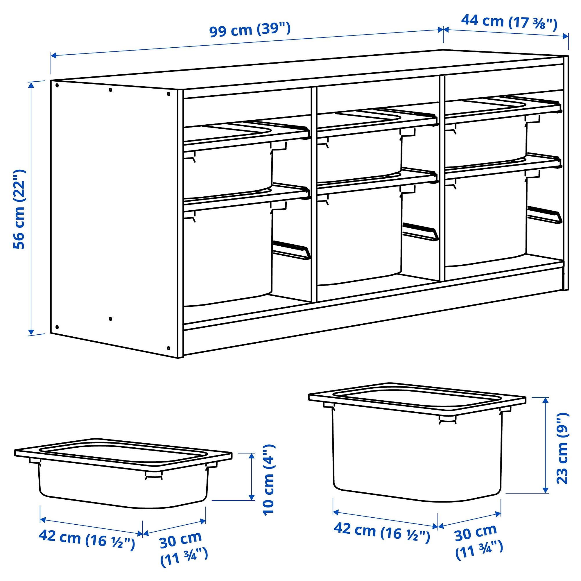 TROFAST beyaz-gri 99x44x56 cm saklama ünitesi - 29479835 | IKEA