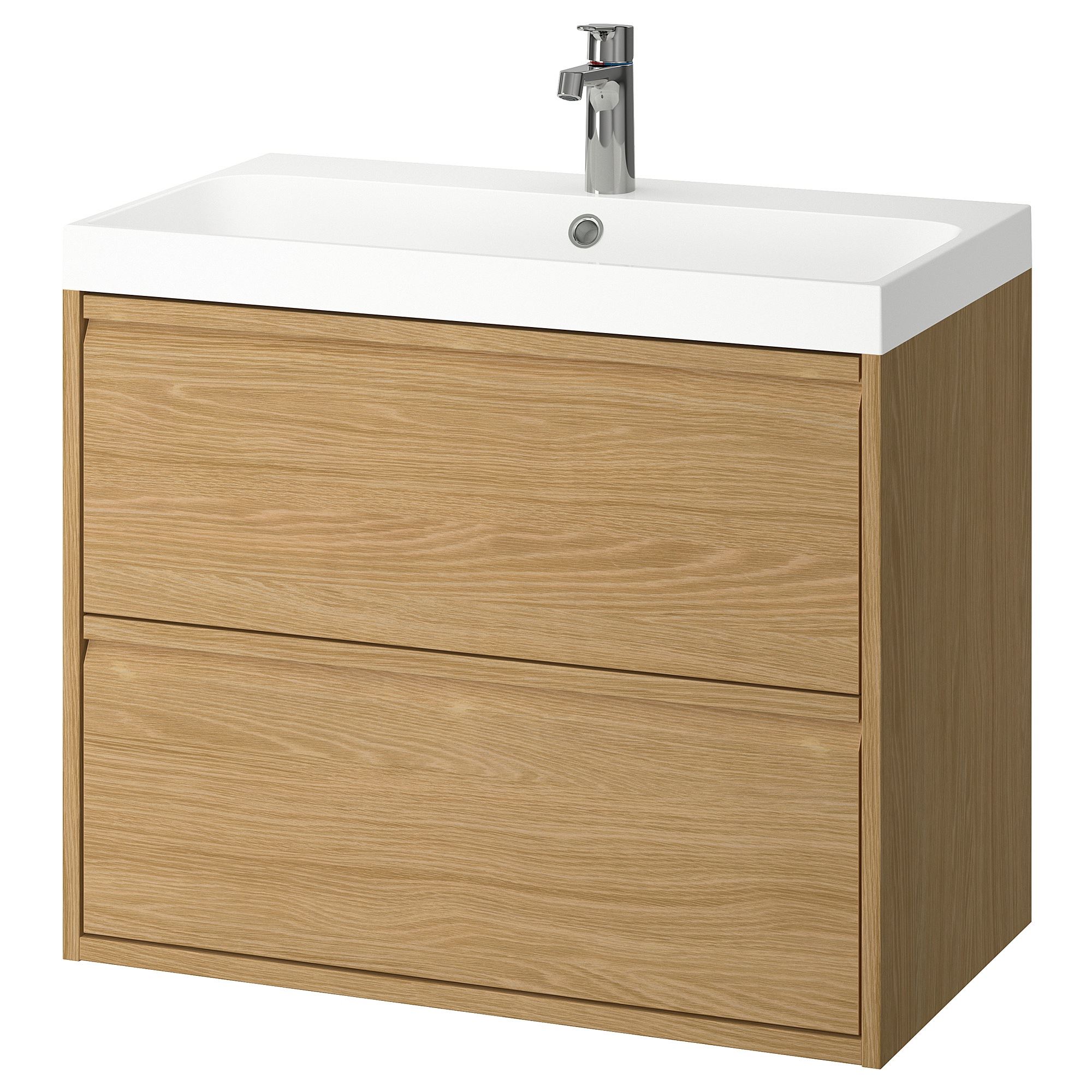 ANGSJÖN/BACKSJÖN oak effect 80x48x69 cm wash-basin and cabinet - 79513993 | IKEA