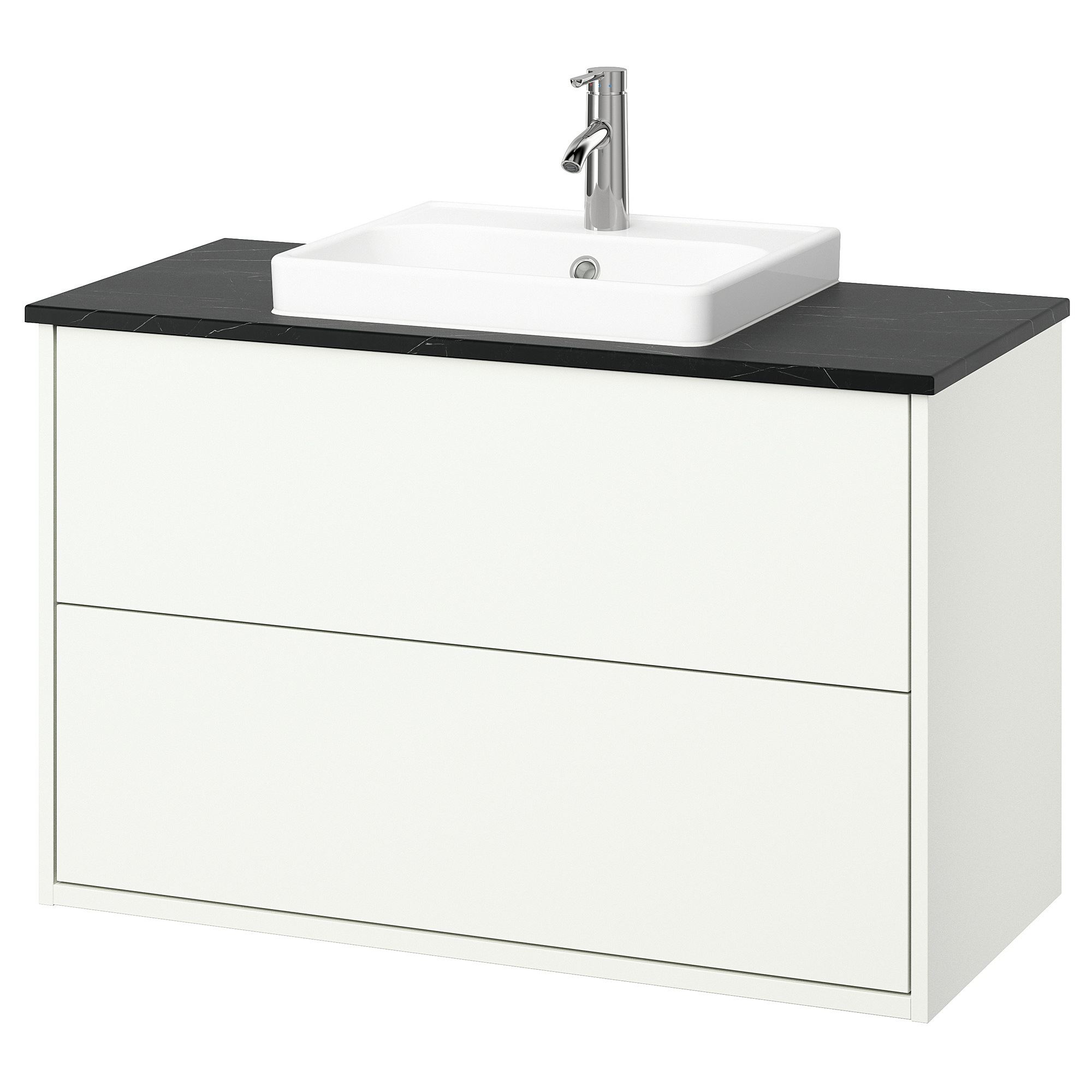 HAVBACK/TOLKEN/ORRSJÖN white-black marble appearance 102x49x71 cm wash ...