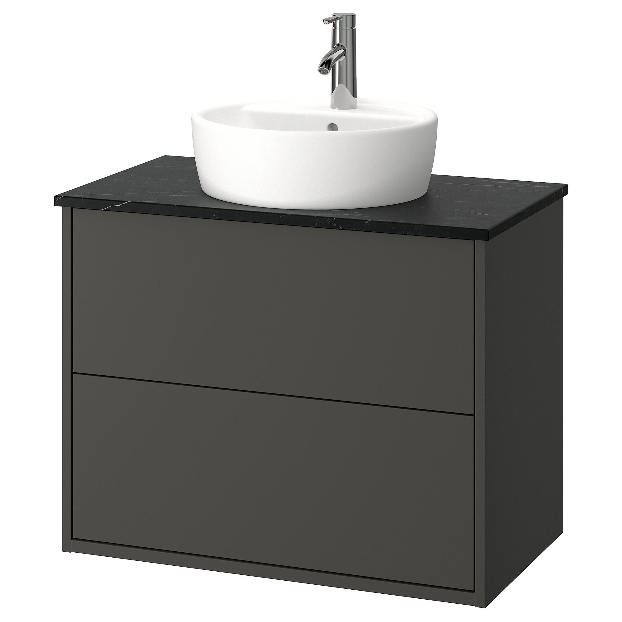 HAVBACK/TOLKEN/TÖRNVIKEN dark grey-black marble effect 82x49x79 cm wash ...