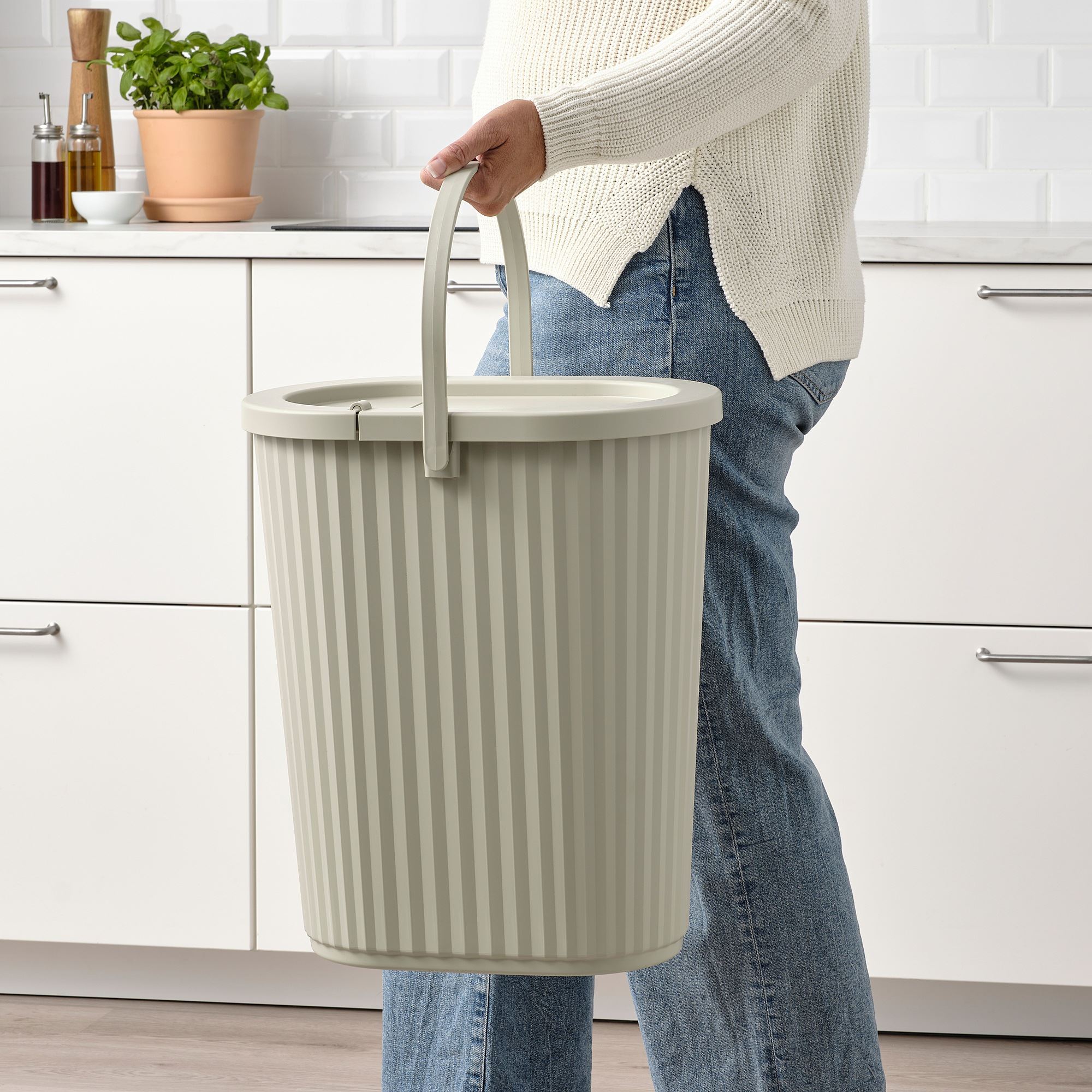 DAMMANG grey/beige 26 l waste bin - 60559976 | IKEA