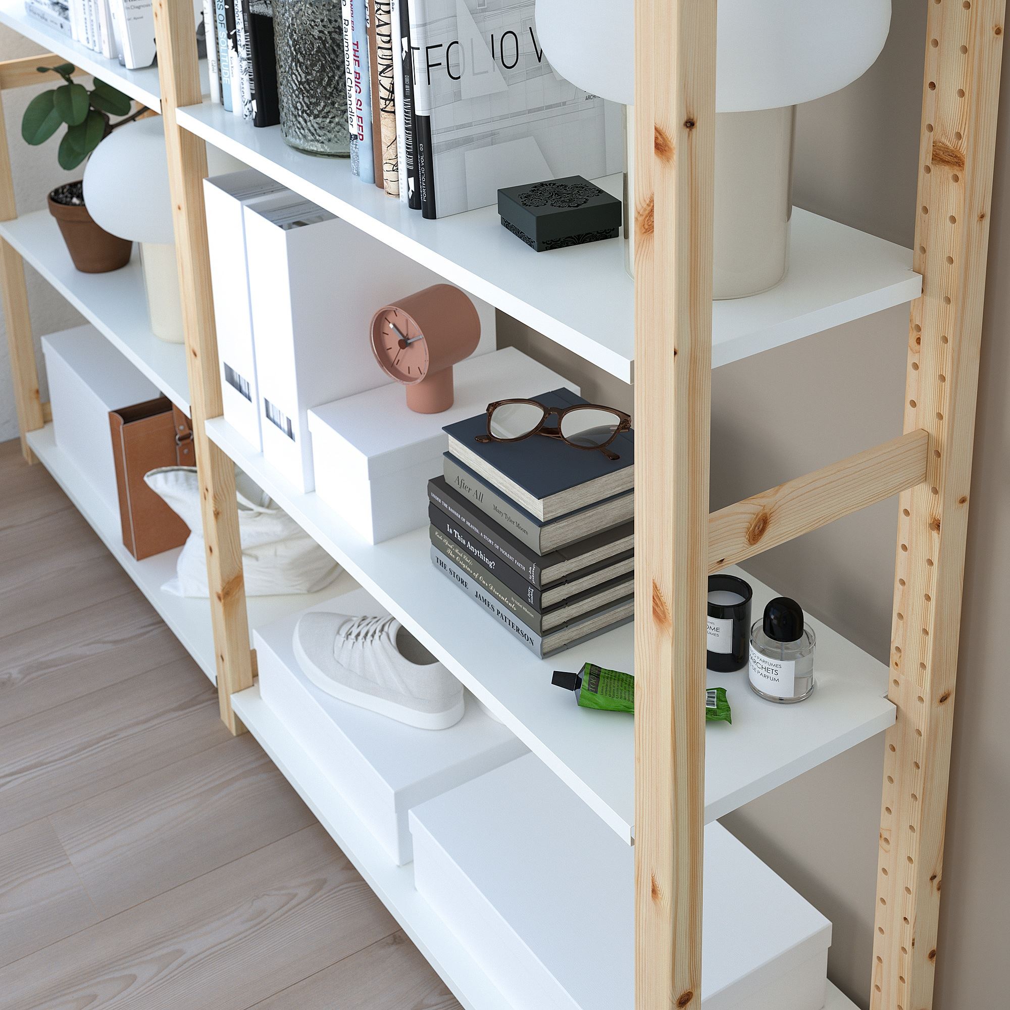 IVAR pine-metal white 175x30x124 cm shelving unit - 09572599 | IKEA