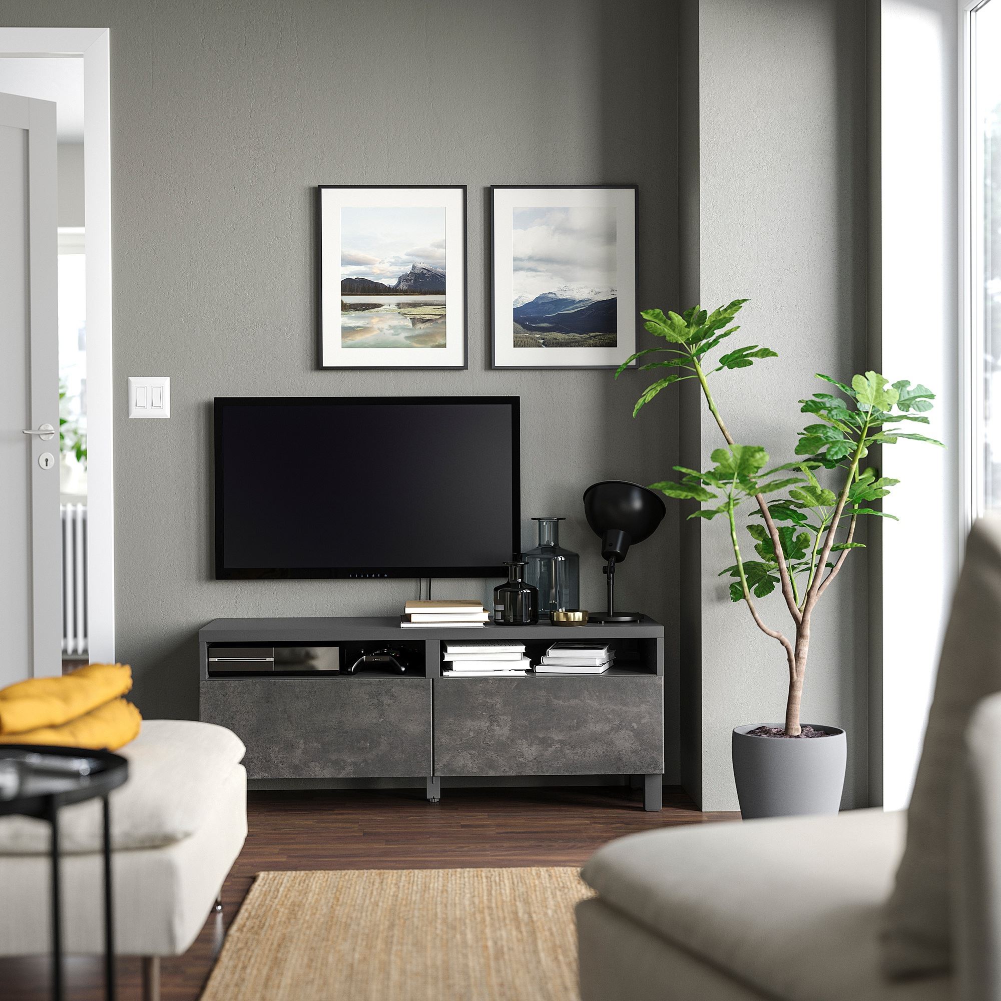 BESTA dark grey 120x42x48 cm tv bench - 89505577 | IKEA